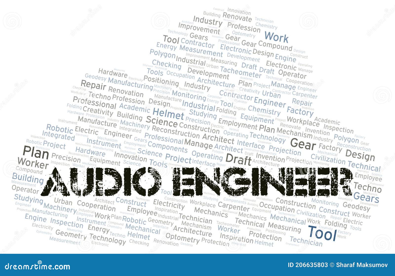 Audio Engineer Typography Word Cloud Create with the Text only Stock ...