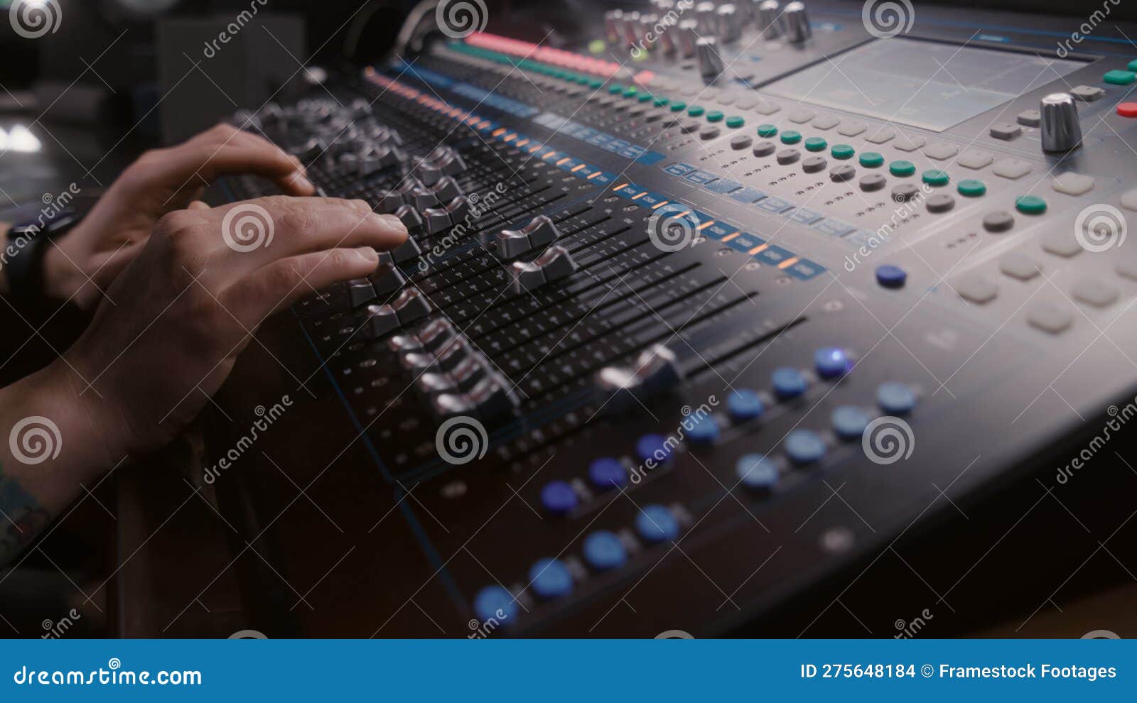 Audio Engineer Uses Mixing Console in Recording Studio Stock Photo ...