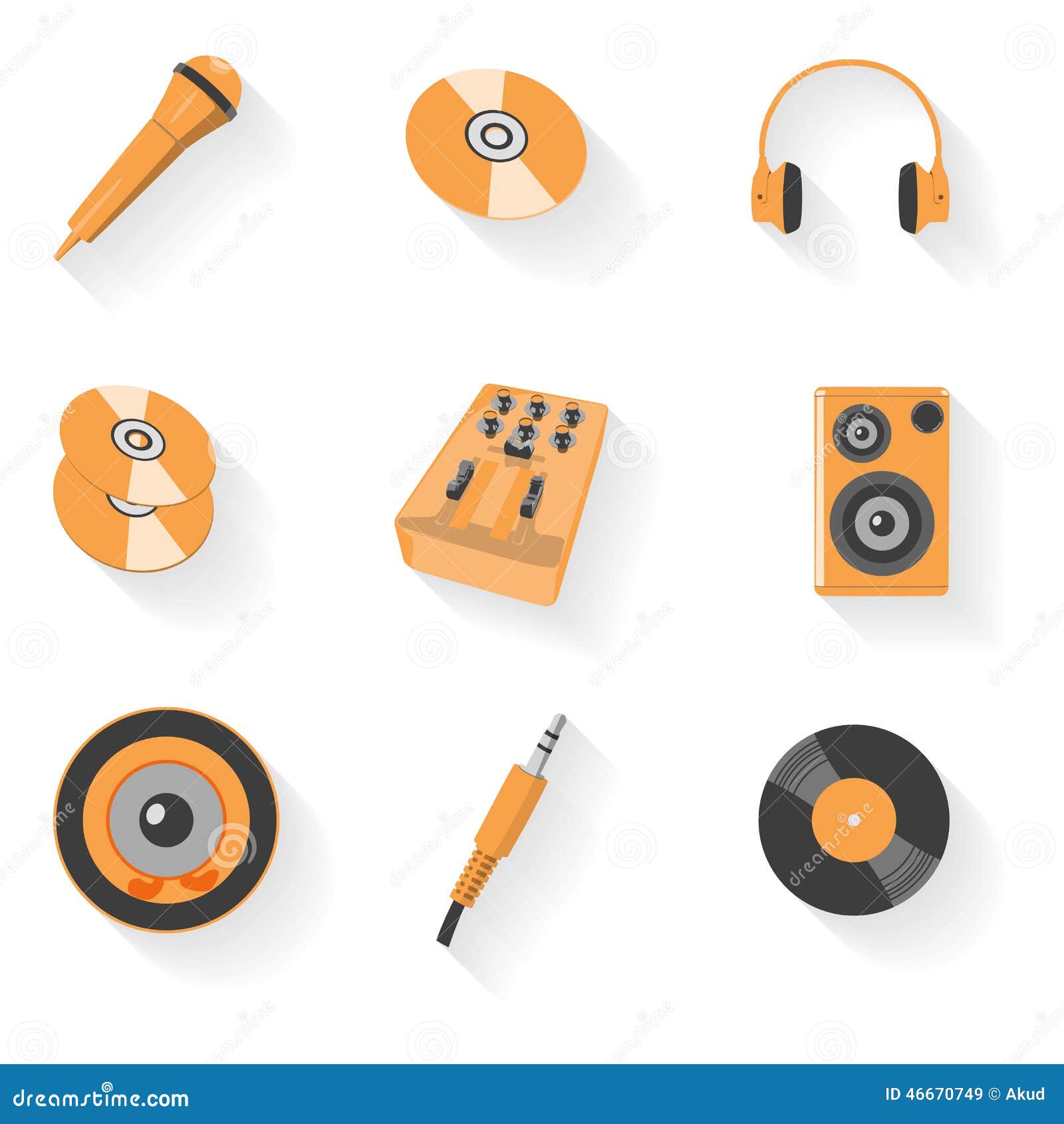 Audio equipment icon set stock vector. Illustration of interface - 46670749