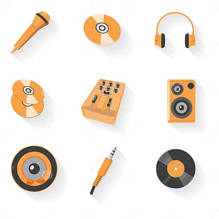 Audio equipment icon set stock vector. Illustration of interface - 46670749