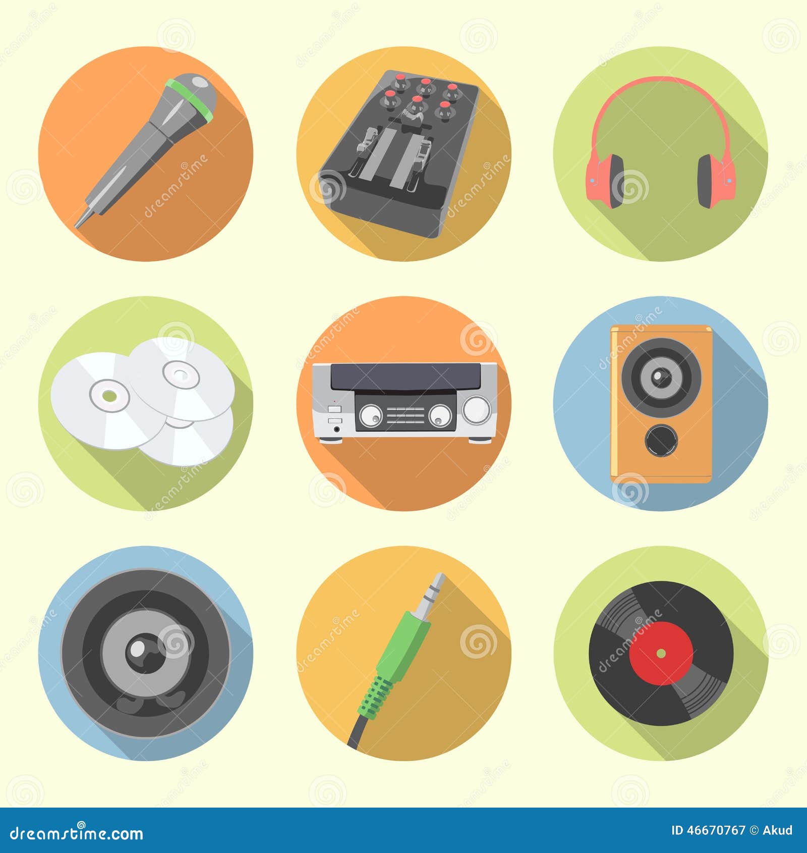 Audio equipment icon set stock vector. Illustration of pictogram - 46670767