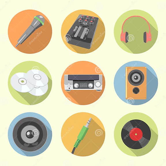 Audio equipment icon set stock vector. Illustration of pictogram - 46670767