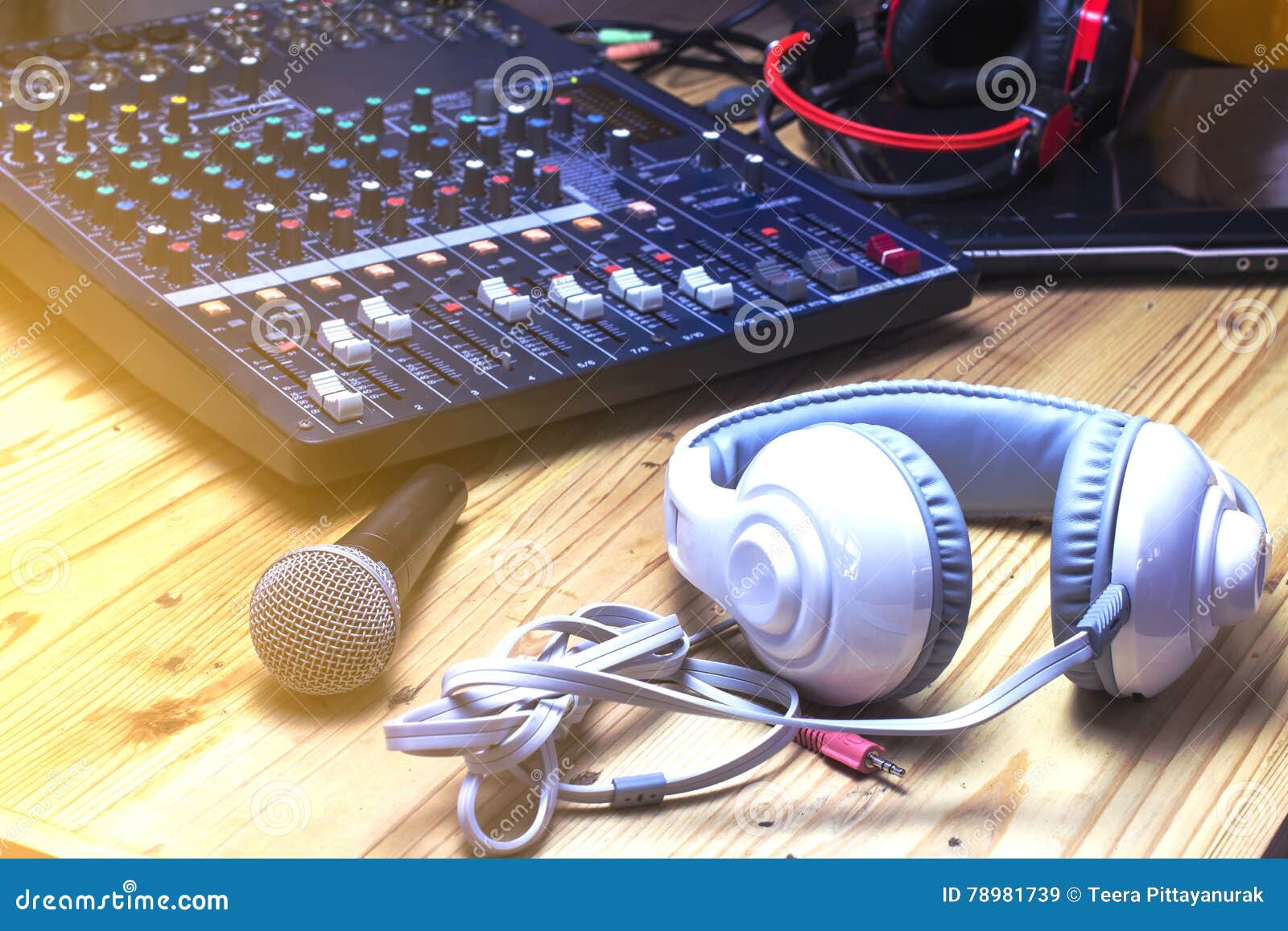 Audio Equipment for Recording in the Studio Stock Image - Image of desk ...