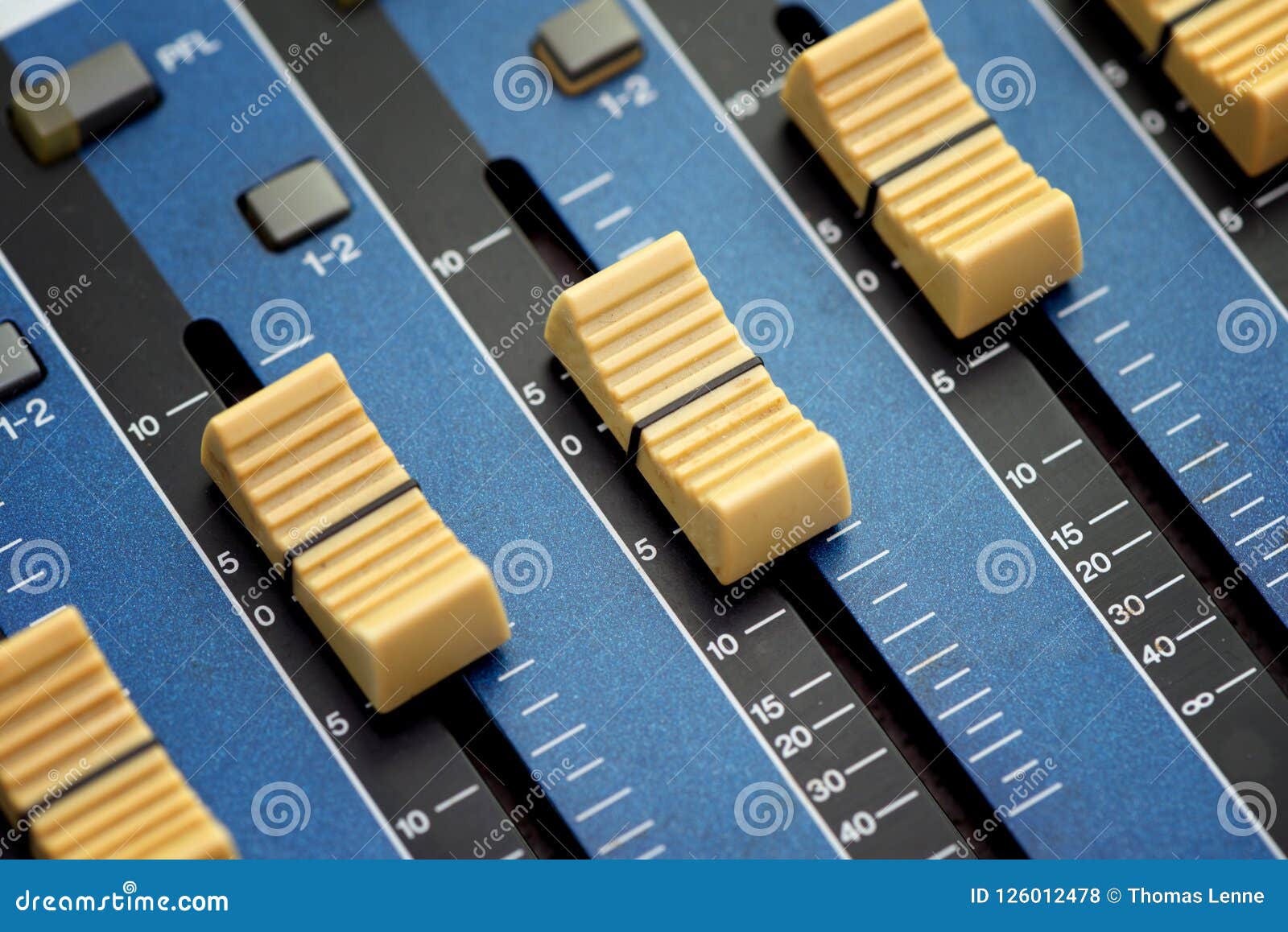 Audio faders stock photo. Image of editing, control - 126012478