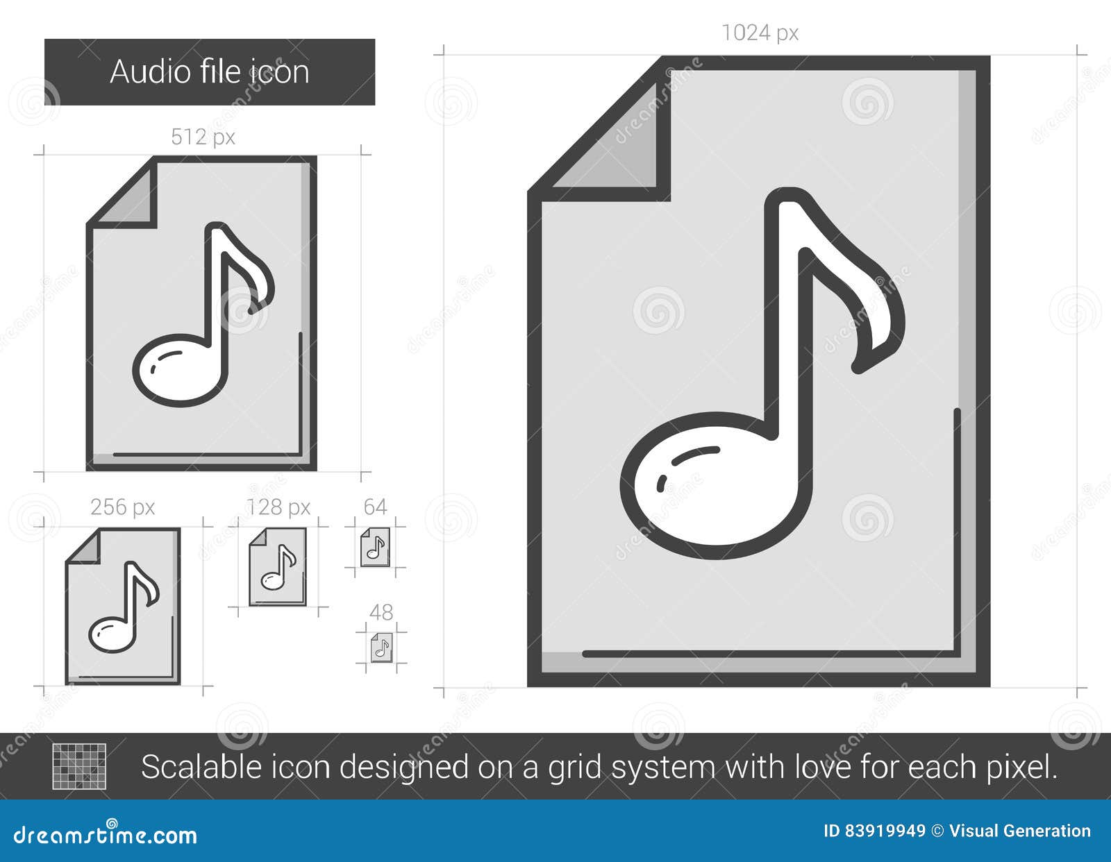 Audio file line icon. stock vector. Illustration of multimedia - 83919949