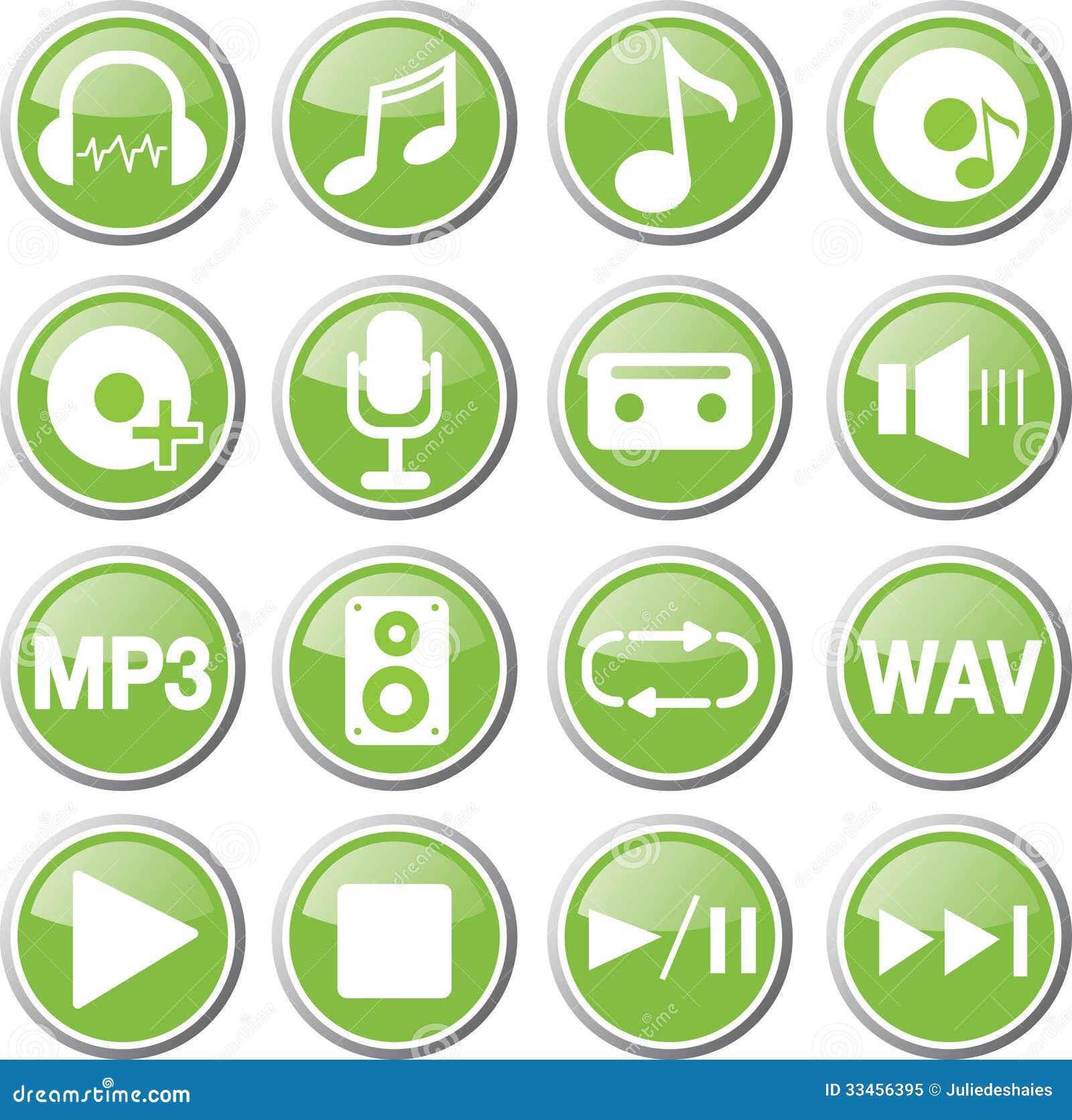 Audio green icon set stock vector. Illustration of listening - 33456395
