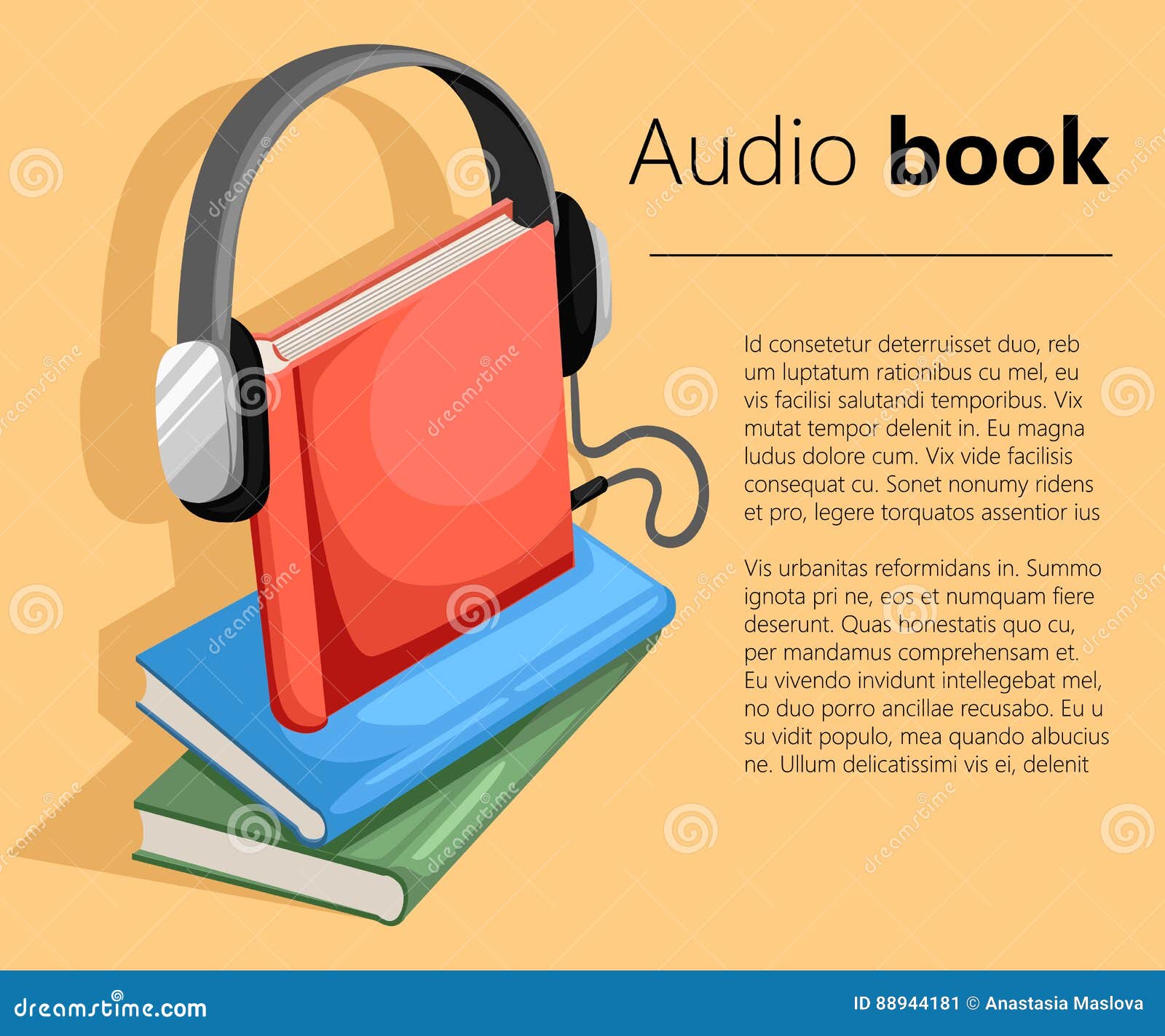 Audio Guide or Audio Book Icon Flat Design Style Illustration. Stock ...