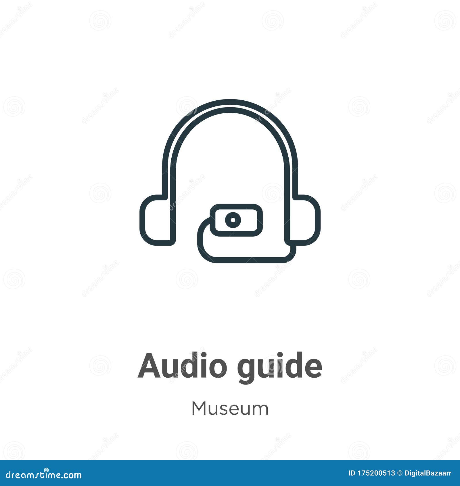 Audio Guide Outline Vector Icon. Thin Line Black Audio Guide Icon, Flat ...