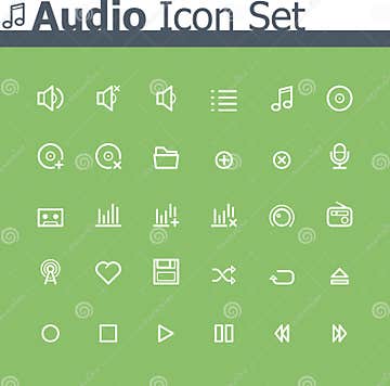 Audio icon set stock vector. Illustration of folder, note - 35670149