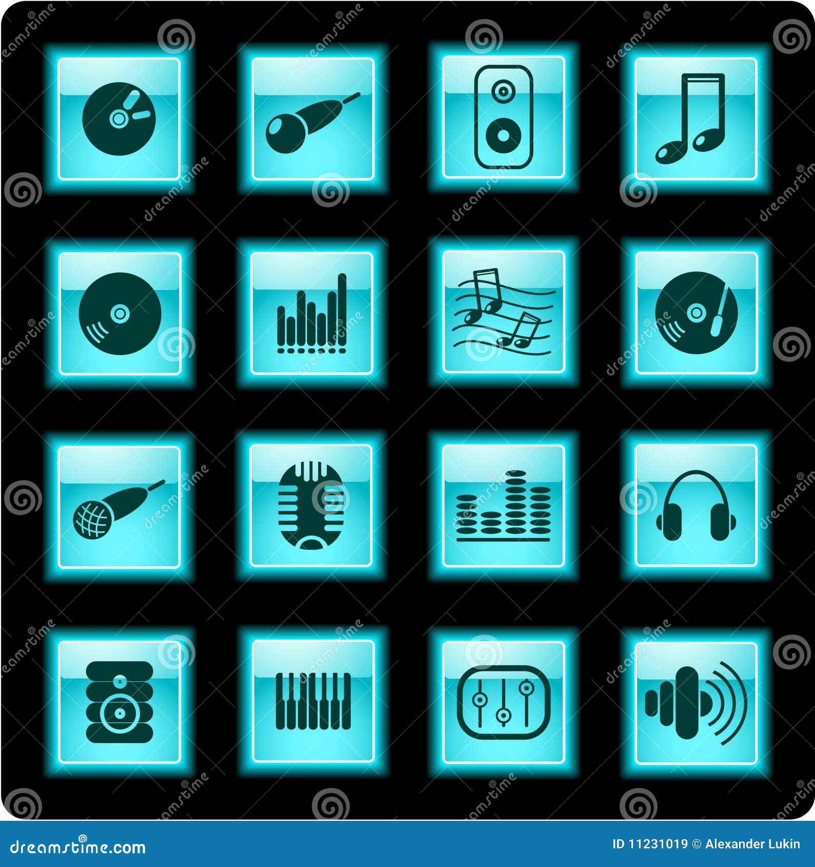 Audio icons stock vector. Illustration of listening, icon - 11231019