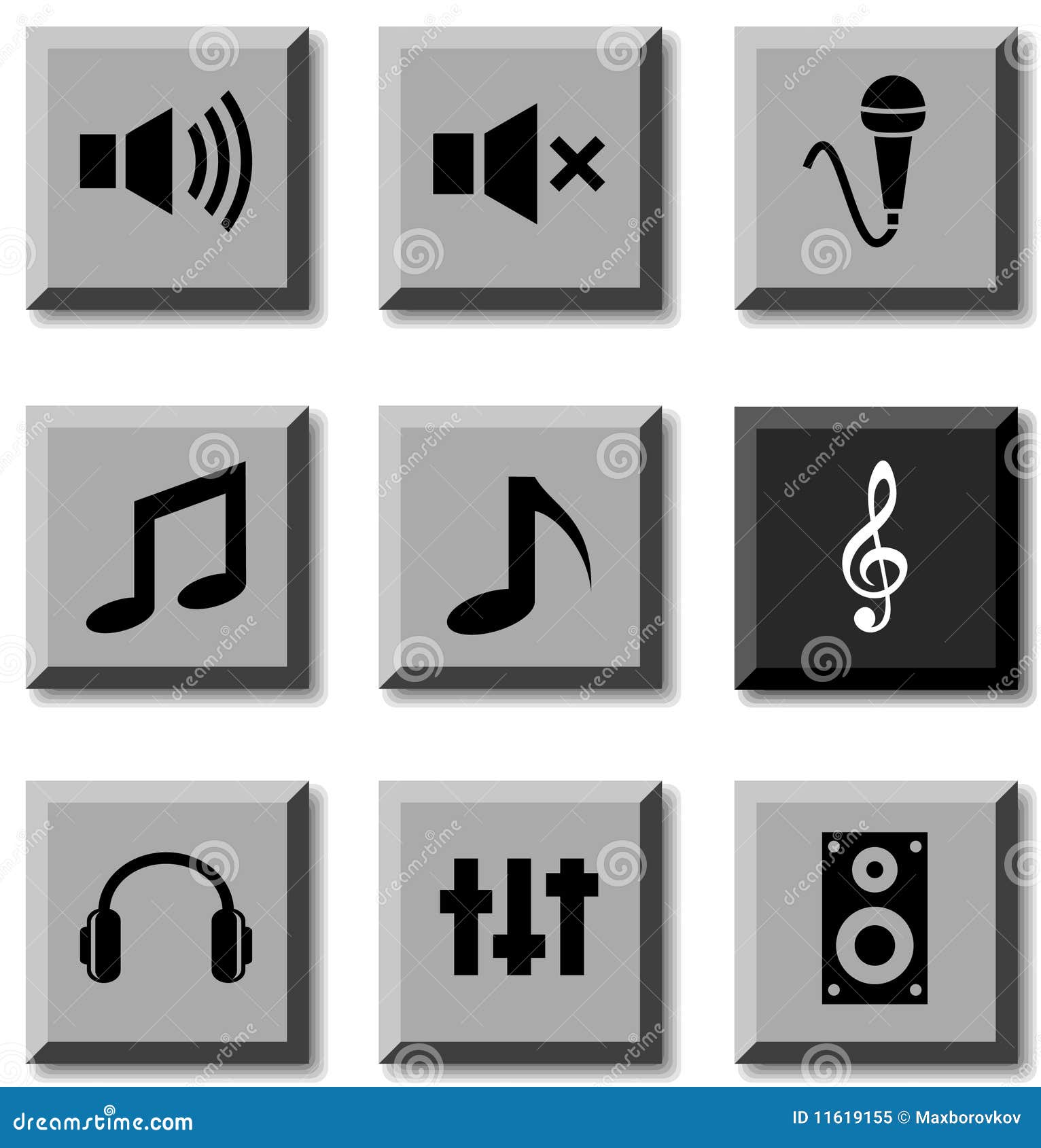 Audio icons. stock vector. Illustration of classical - 11619155