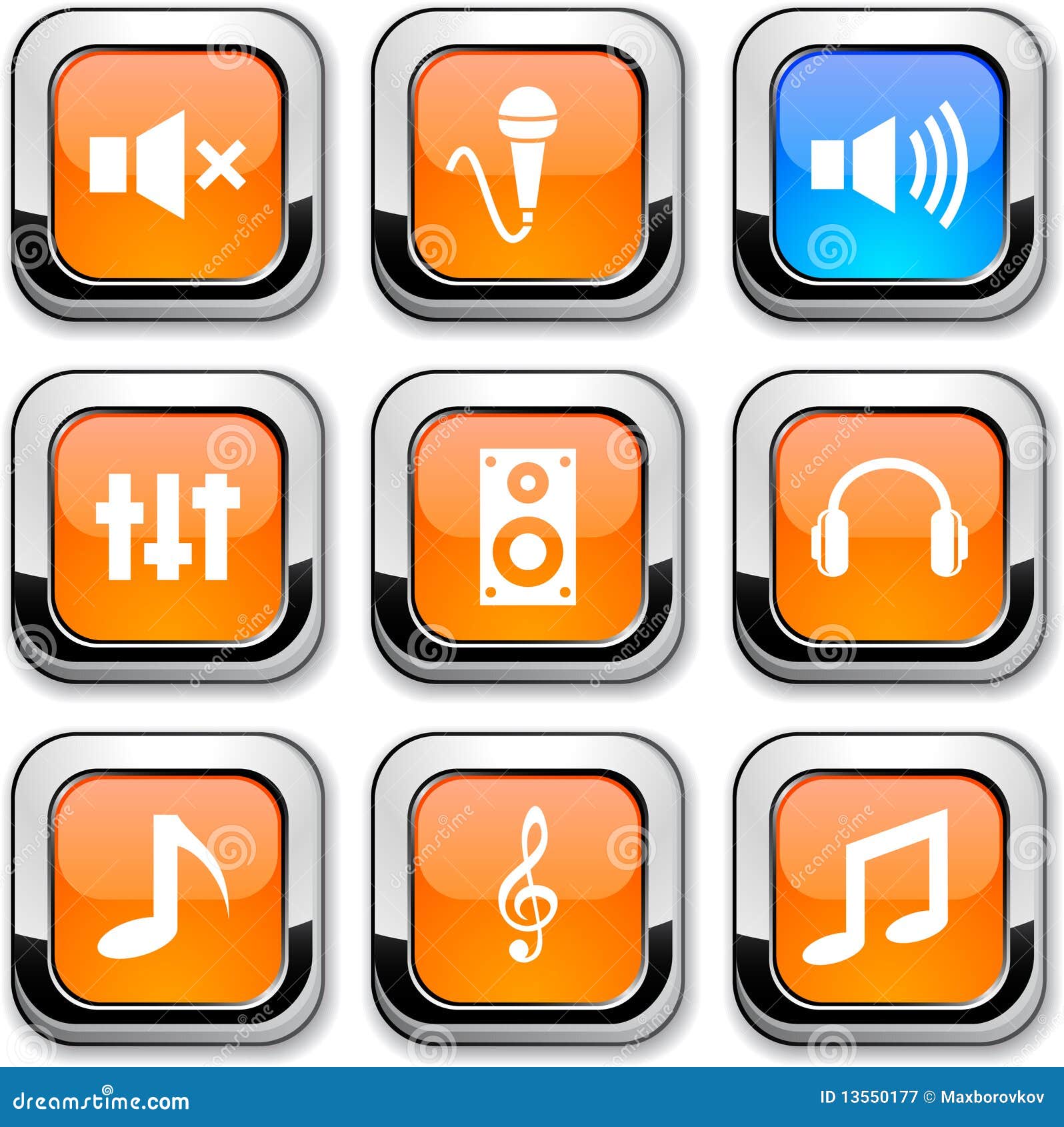 Audio icons. stock illustration. Illustration of mute - 13550177