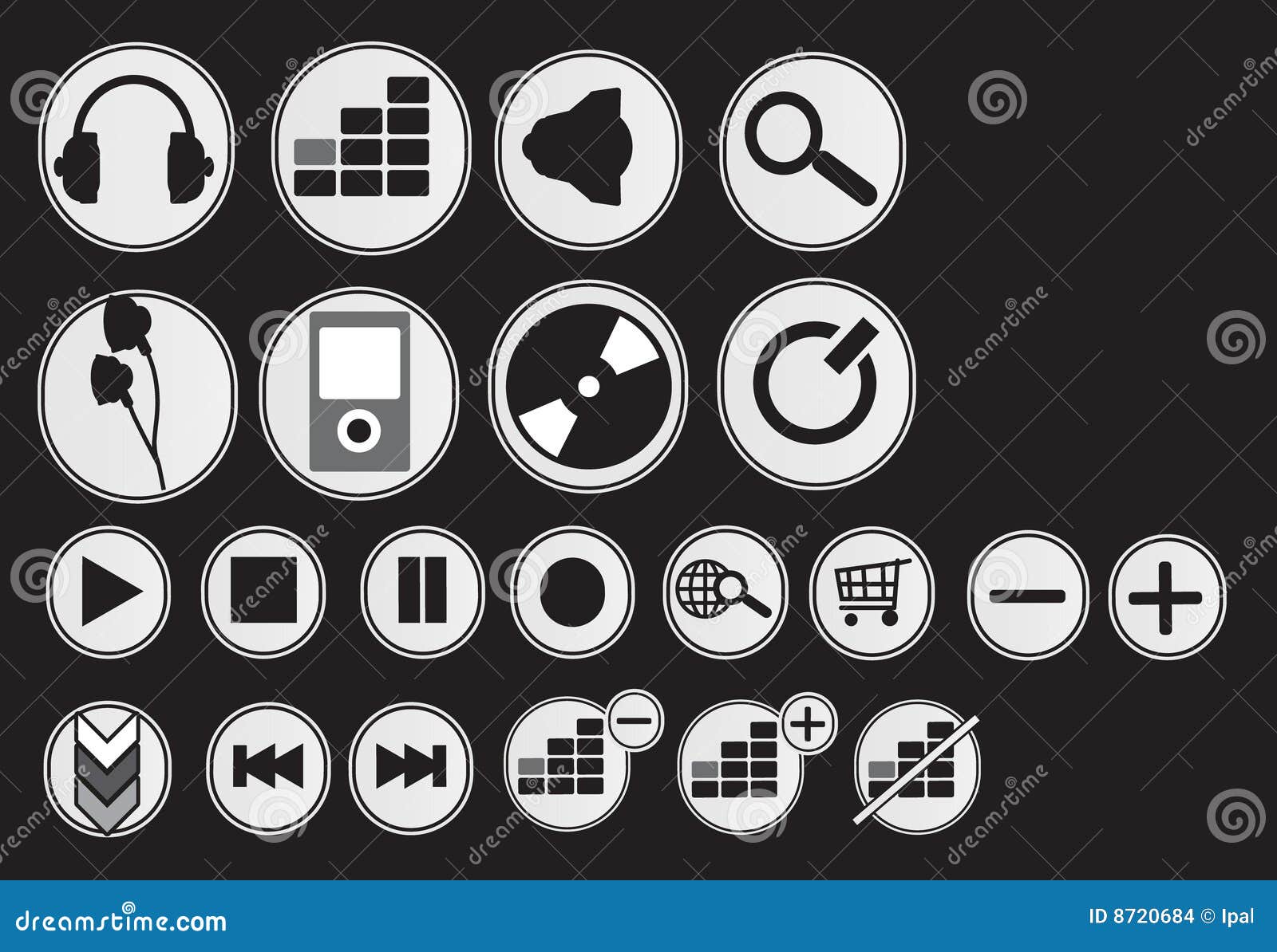 Audio icons stock illustration. Illustration of remove - 8720684