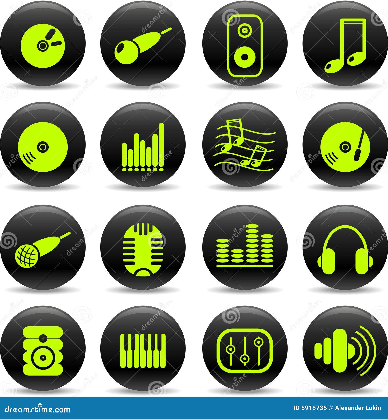 Audio icons stock vector. Illustration of symbols, silhouette - 8918735