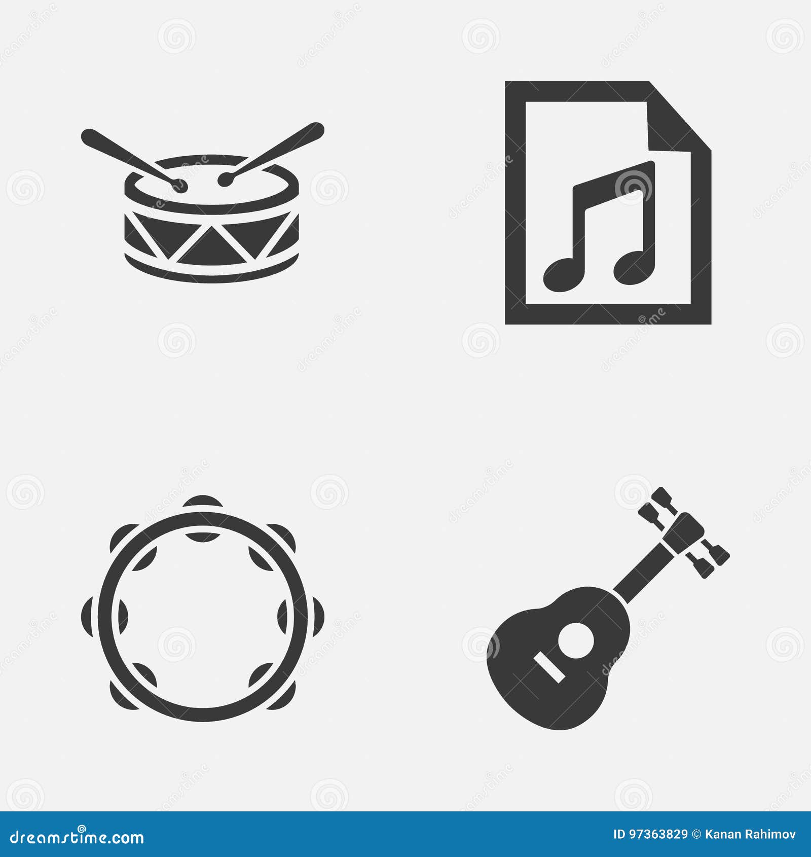 Audio Icons Set. Collection of Timbrel, File, Instrument and Other ...