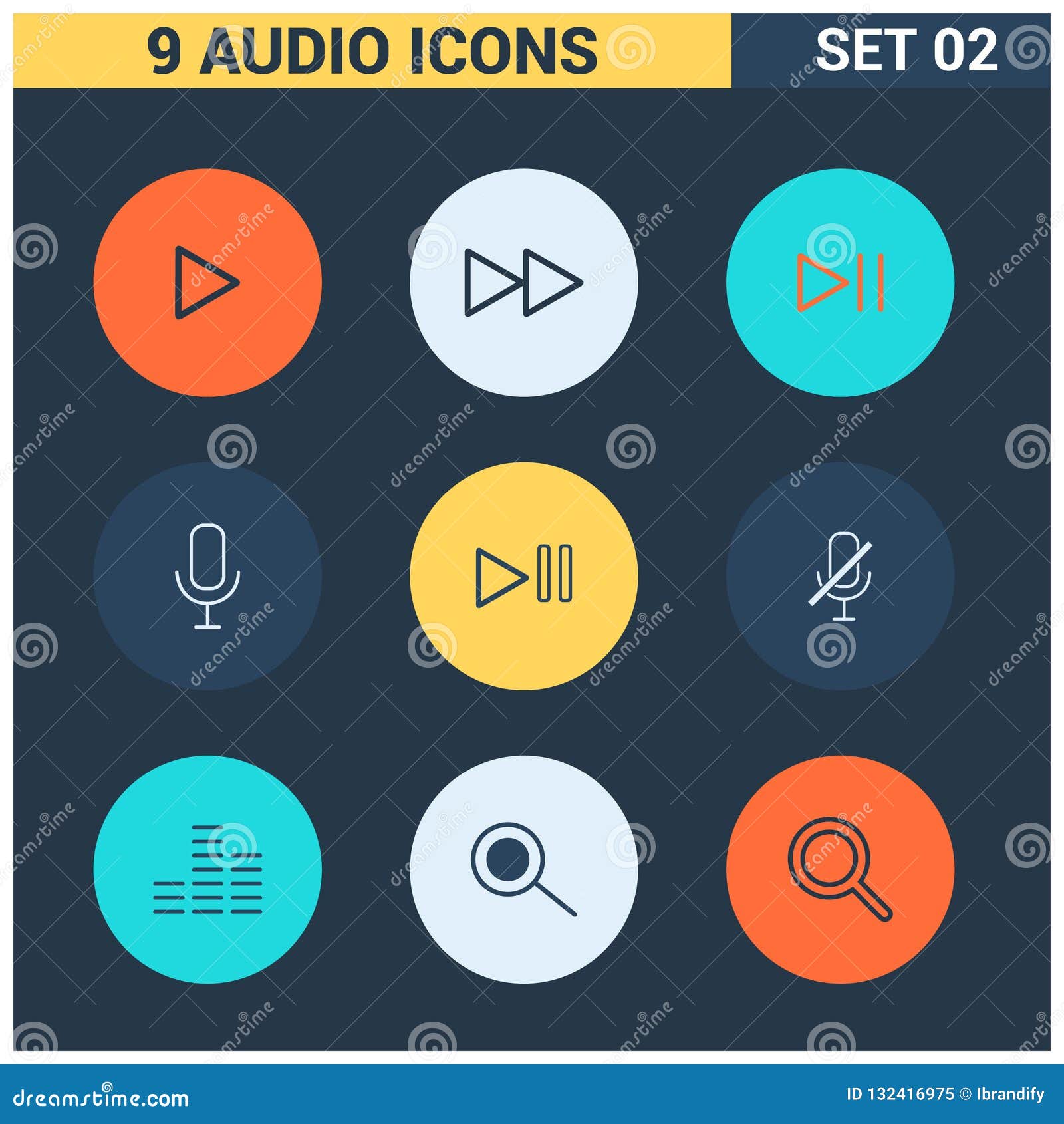 Audio icons set vector stock vector. Illustration of play - 132416975
