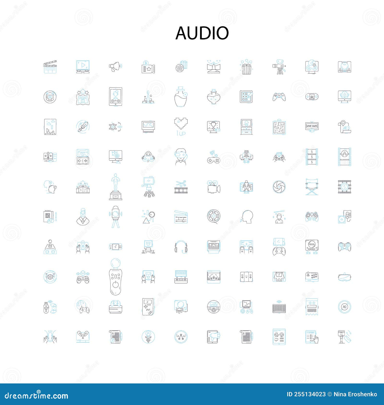Audio Icons, Signs, Outline Symbols, Concept Linear Illustration Line ... Audio Icons, Signs, Outline Symbols, Concept Linear Illustration Line ...