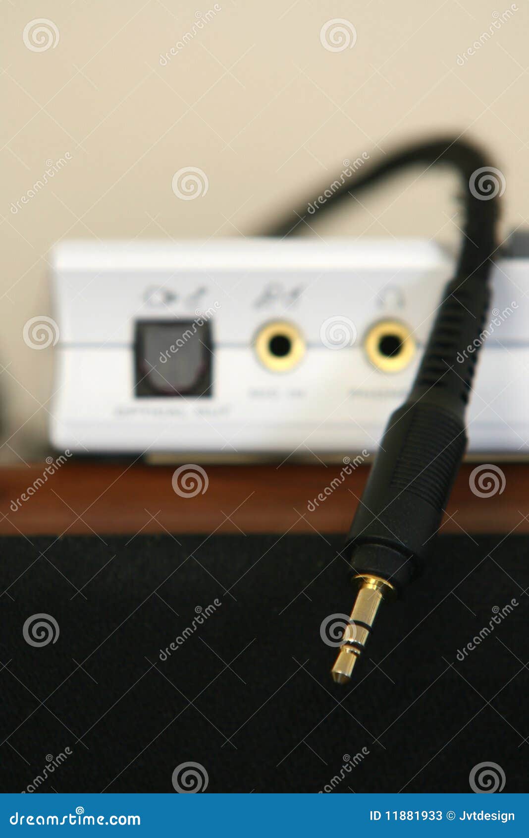 Audio jack with cable stock image. Image of detail, close - 11881933