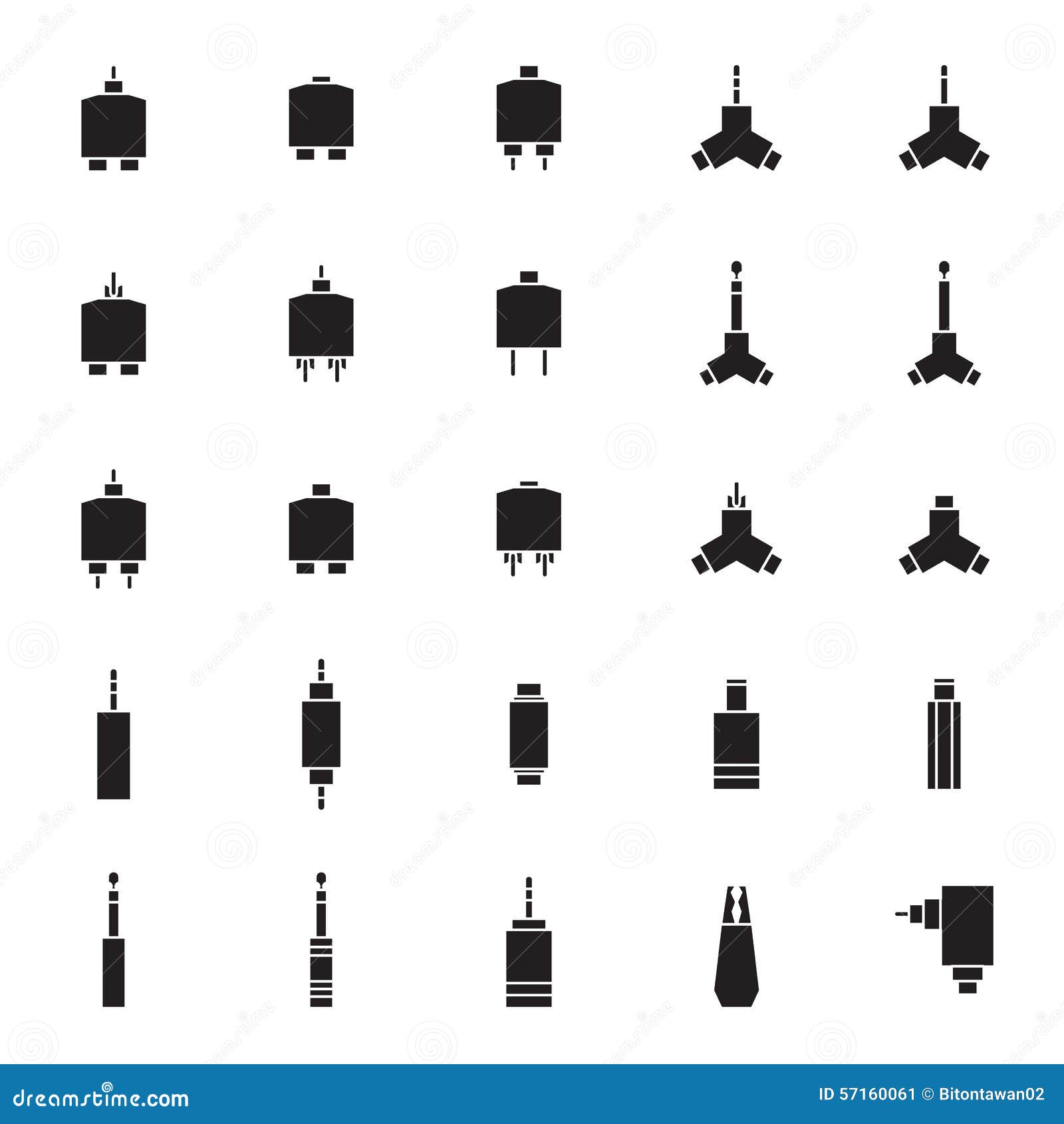 Audio Jack Connector Vector Icon Set Stock Vector - Illustration of ...