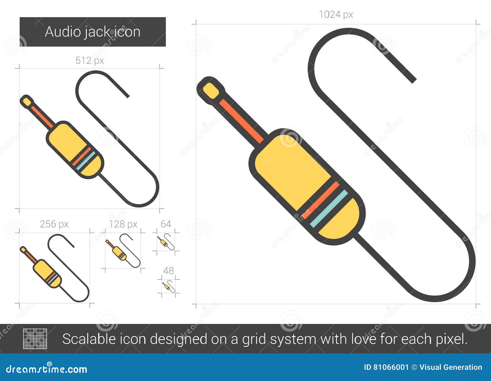Audio jack line icon. stock vector. Illustration of minimal - 81066001