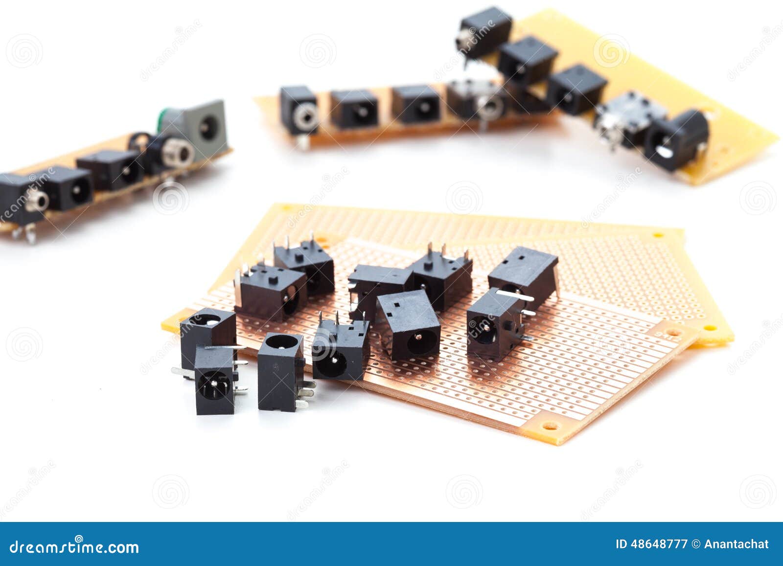 Audio Jack and Power Jack Placed on Pcb Stock Image - Image of green ...