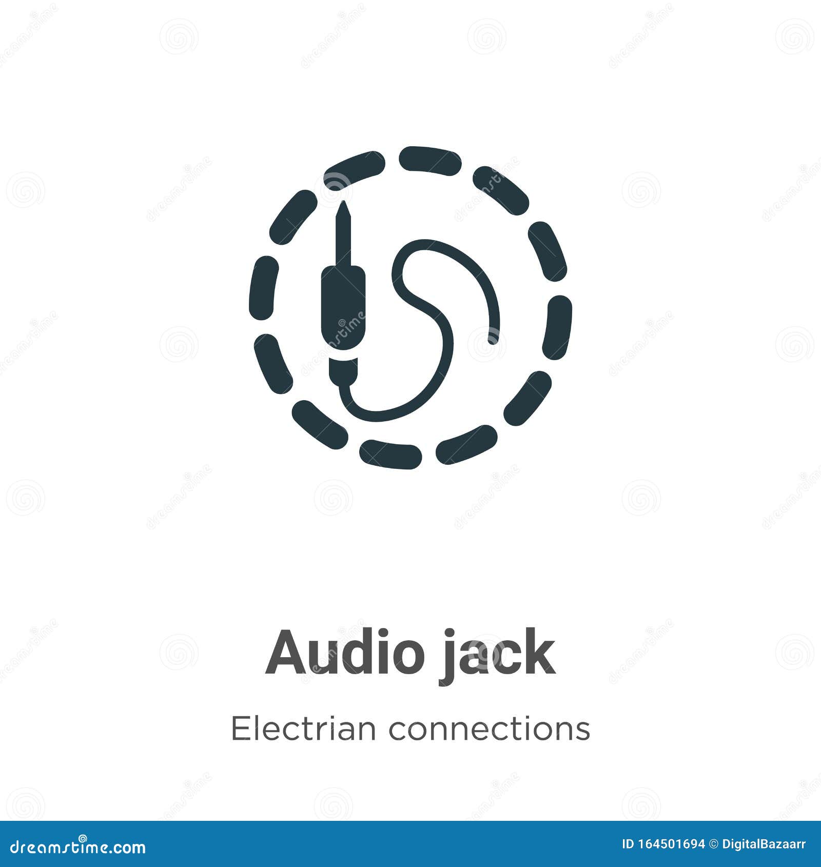 Audio Jack Vector Icon on White Background. Flat Vector Audio Jack Icon ...
