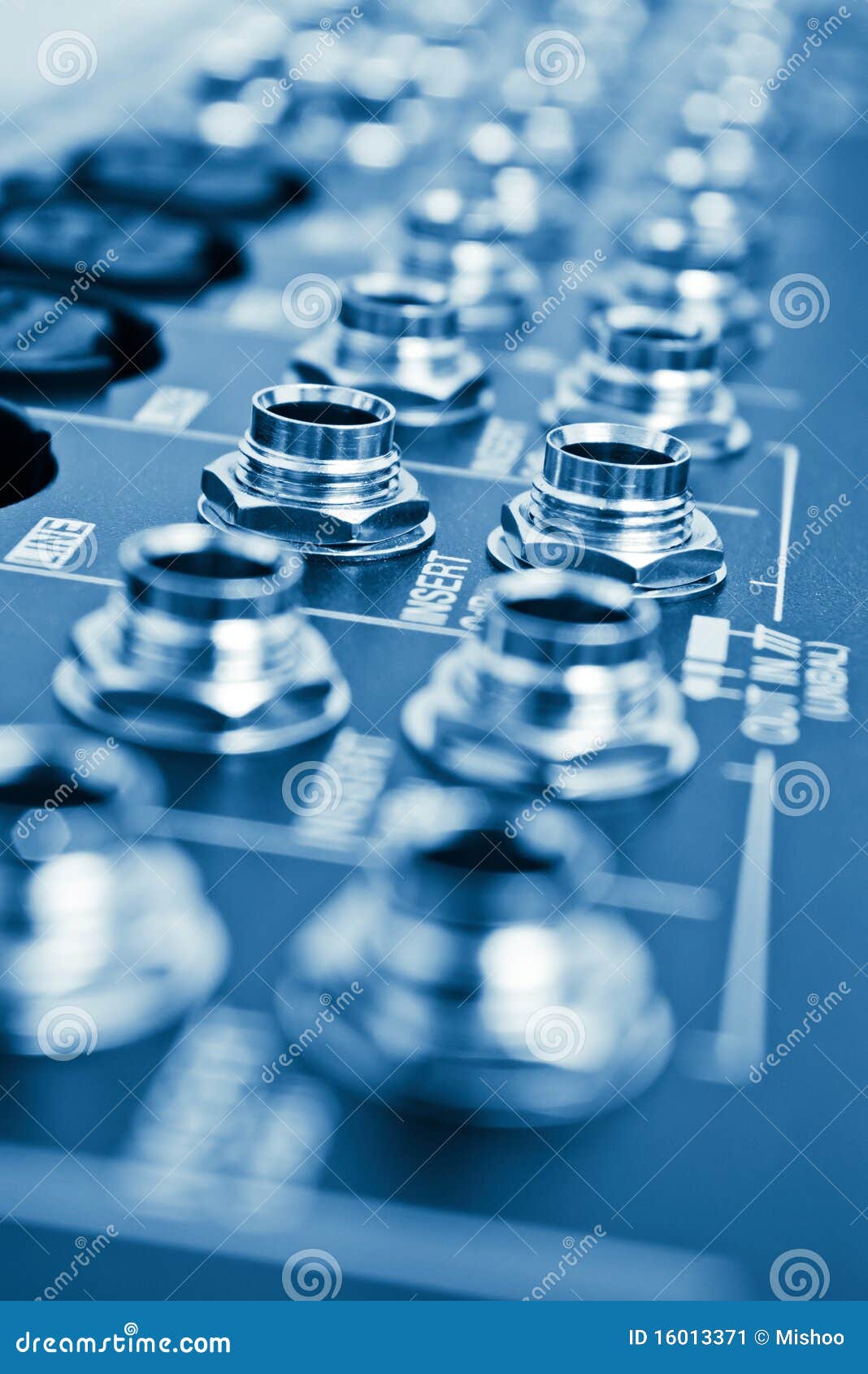 Audio jacks on mixer stock image. Image of studio, sound - 16013371