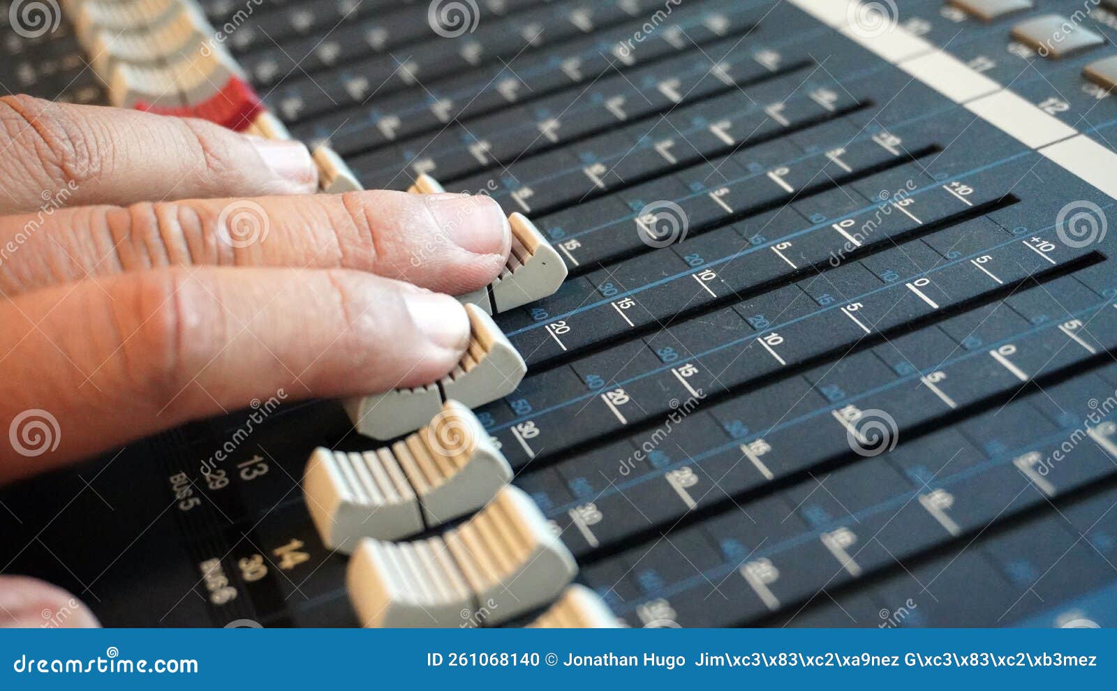 Fingers Moving Audio Console Levers Stock Photo - Image of audio, blue ...