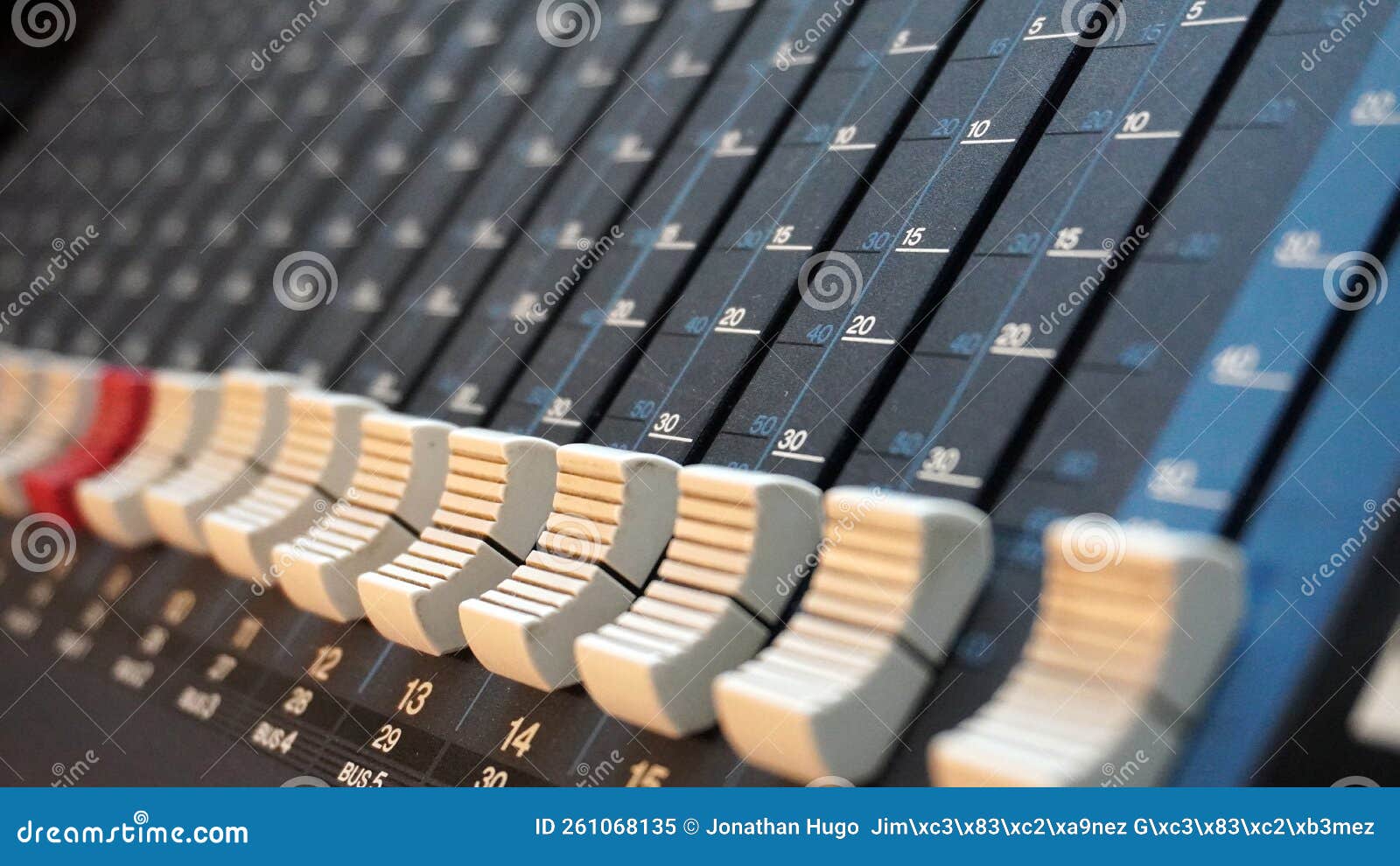 Audio console levers stock image. Image of grey, blue - 261068135