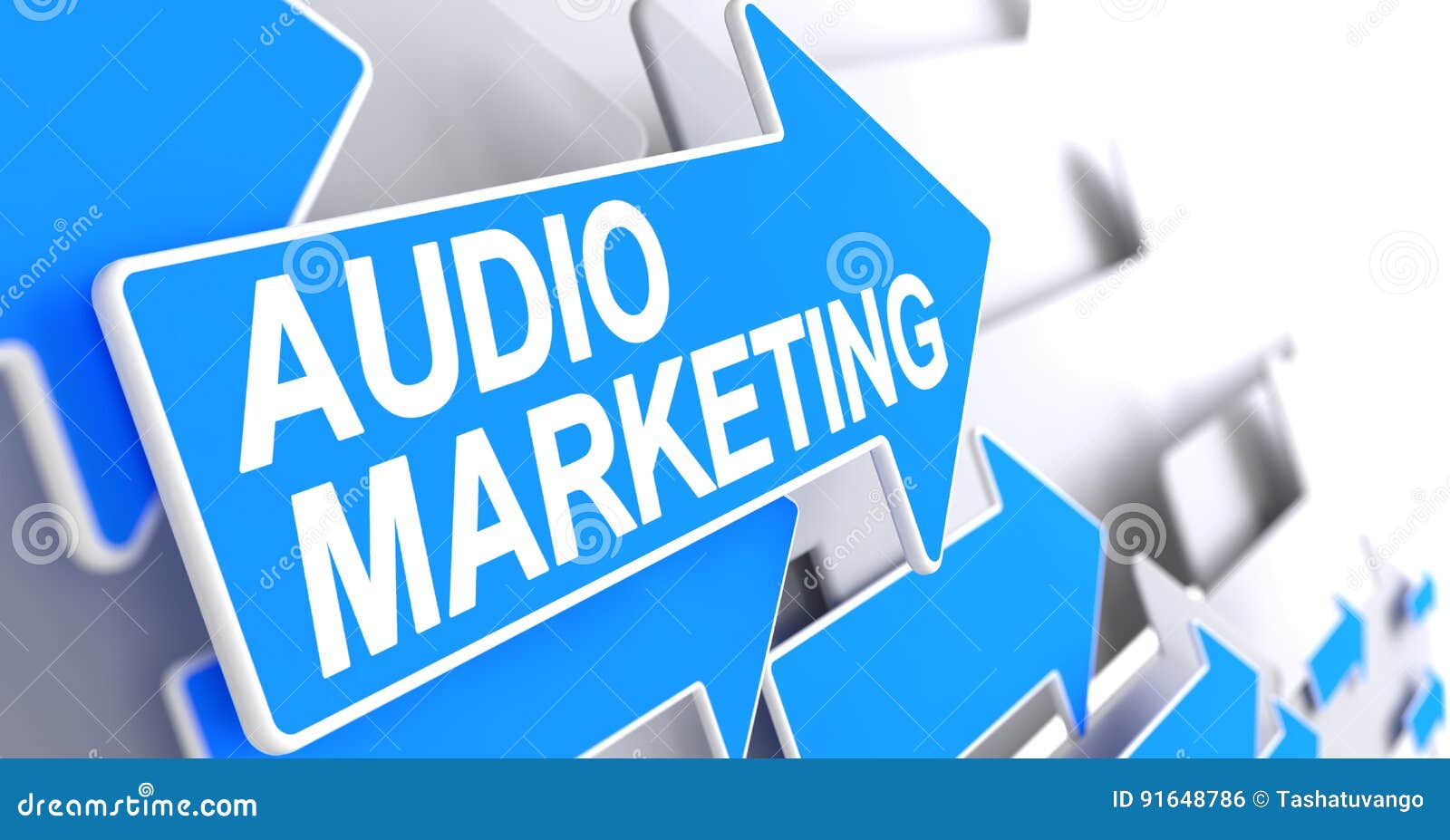 Audio Marketing - Message on Blue Arrow. 3D. Stock Illustration ...