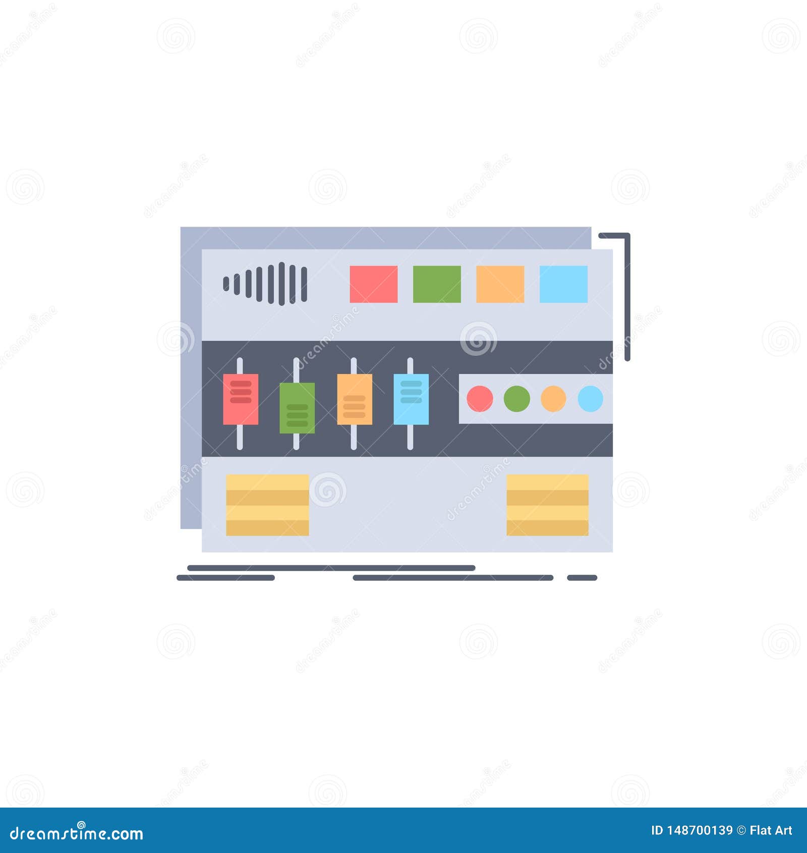 Audio, Mastering, Module, Rackmount, Sound Flat Color Icon Vector Stock ...