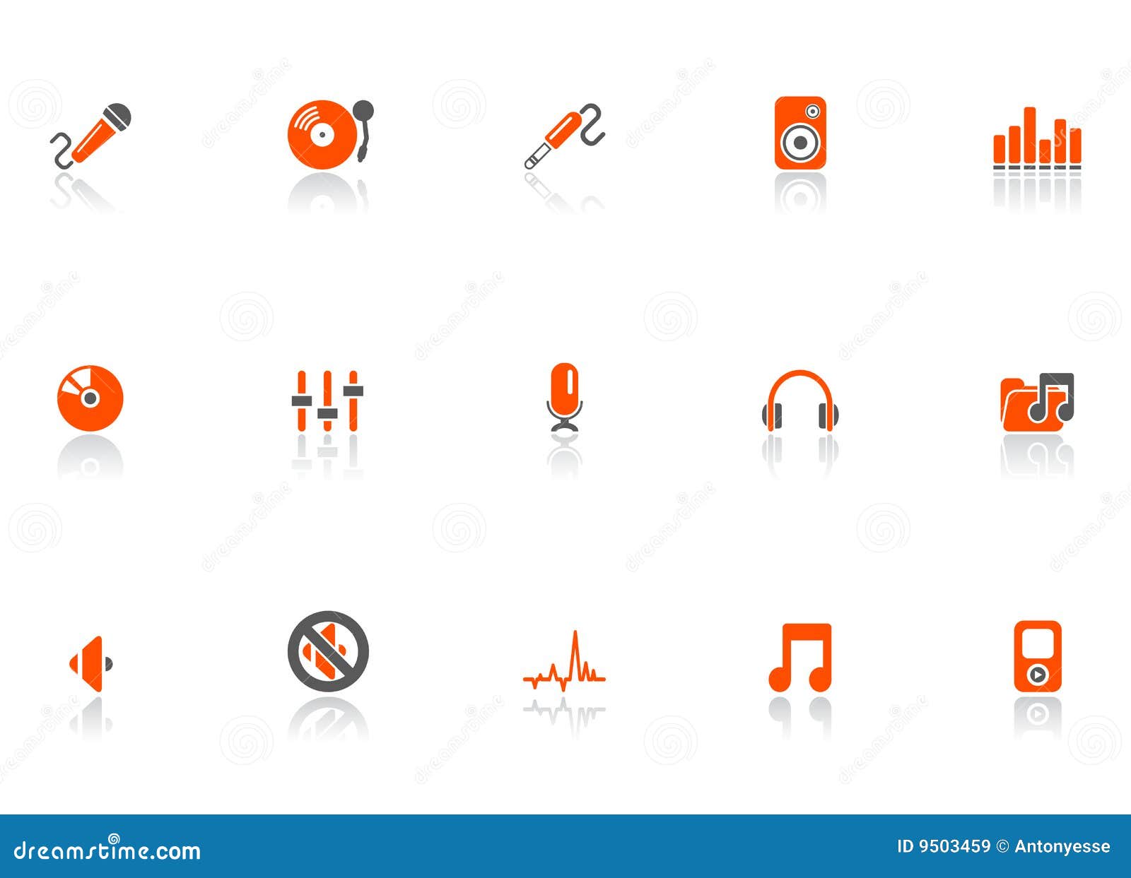 Audio and media icons. stock vector. Illustration of disc - 9503459
