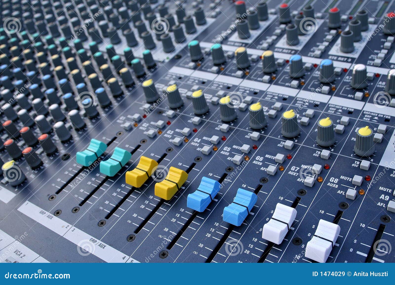 Audio-mixer stock image. Image of equalizer, grey, audio - 1474029