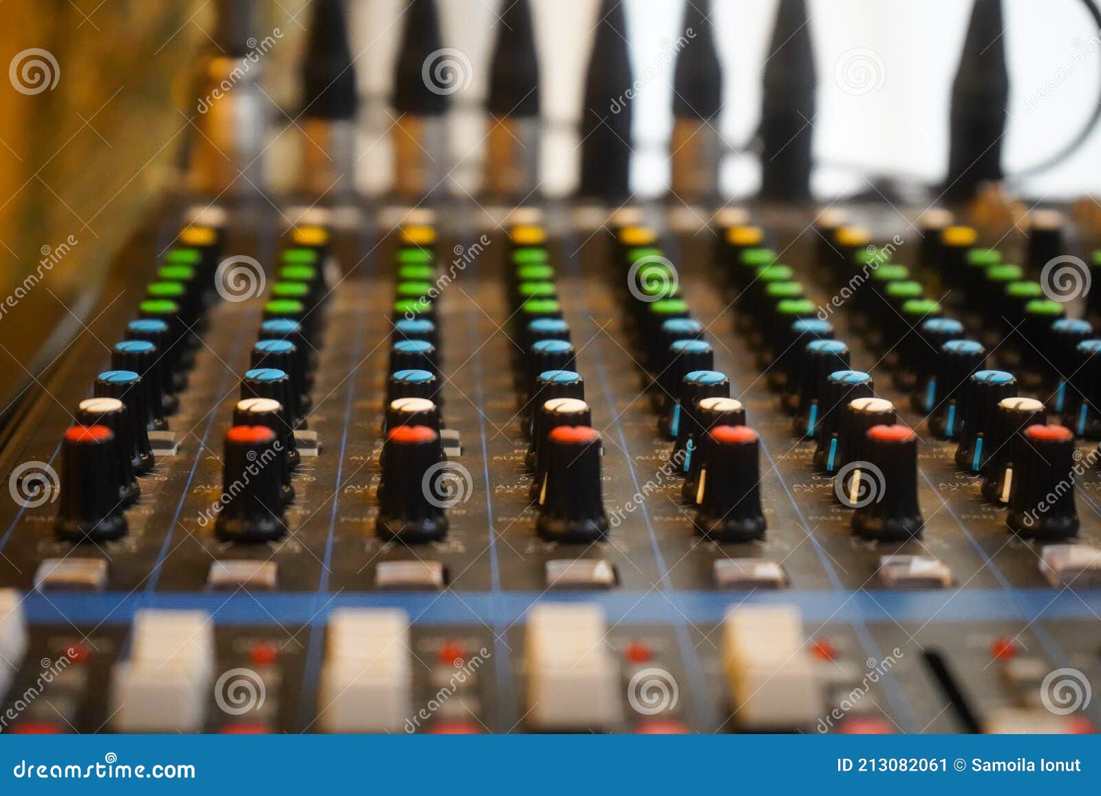 Audio Mixer. Button Details. Photo Inside. Stock Image - Image of audio ...