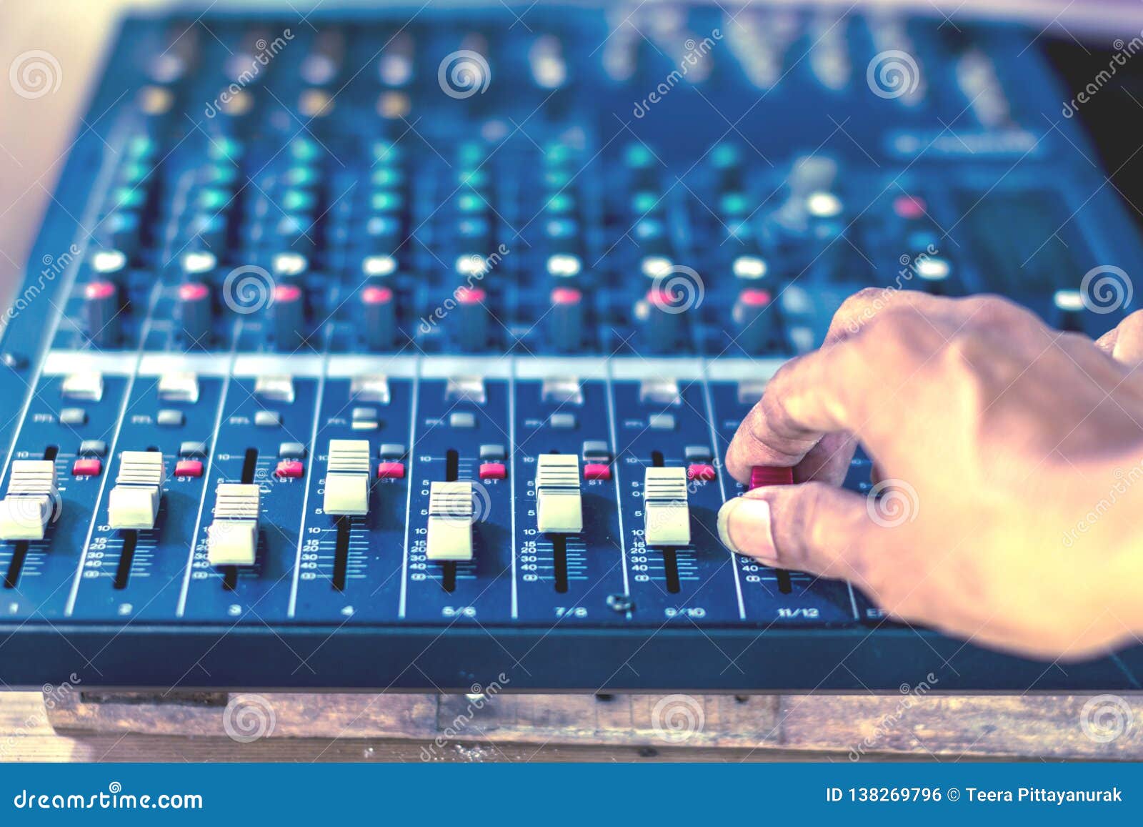 Audio Mixer Console Slides. Stock Photo - Image of media, editing ...