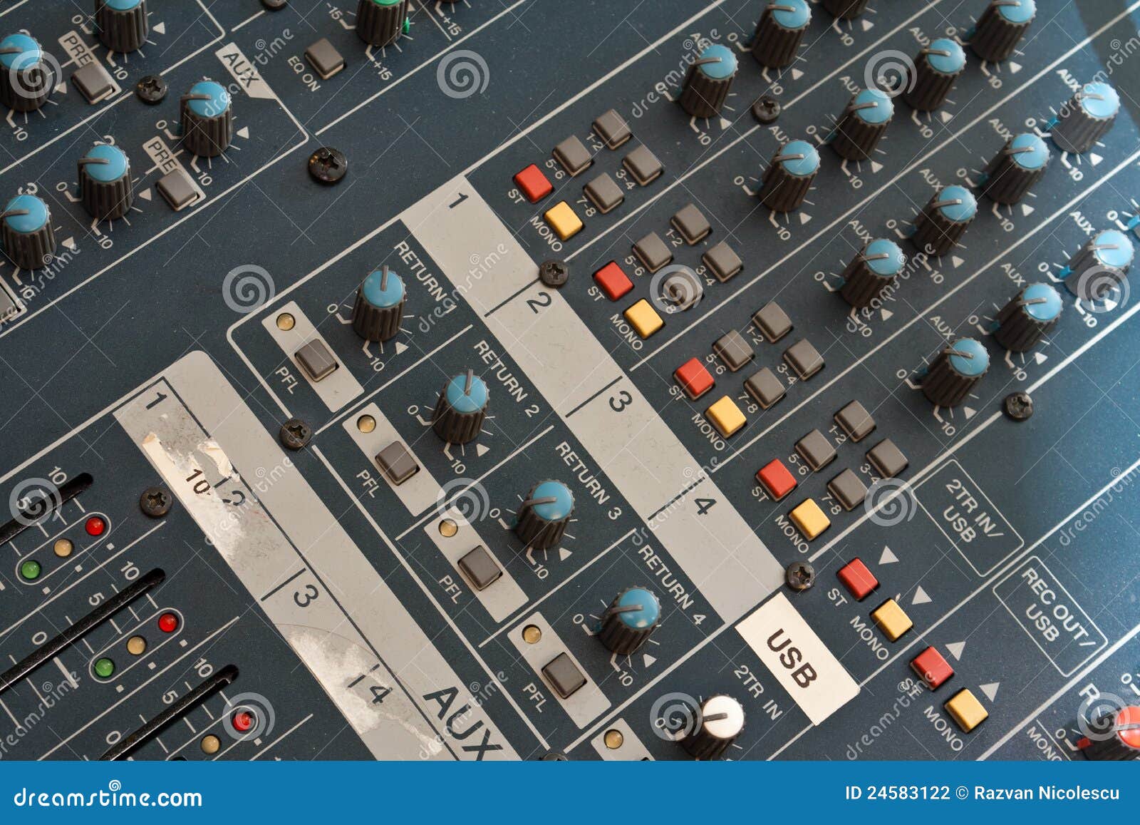 Audio mixer detail stock photo. Image of audio, input - 24583122