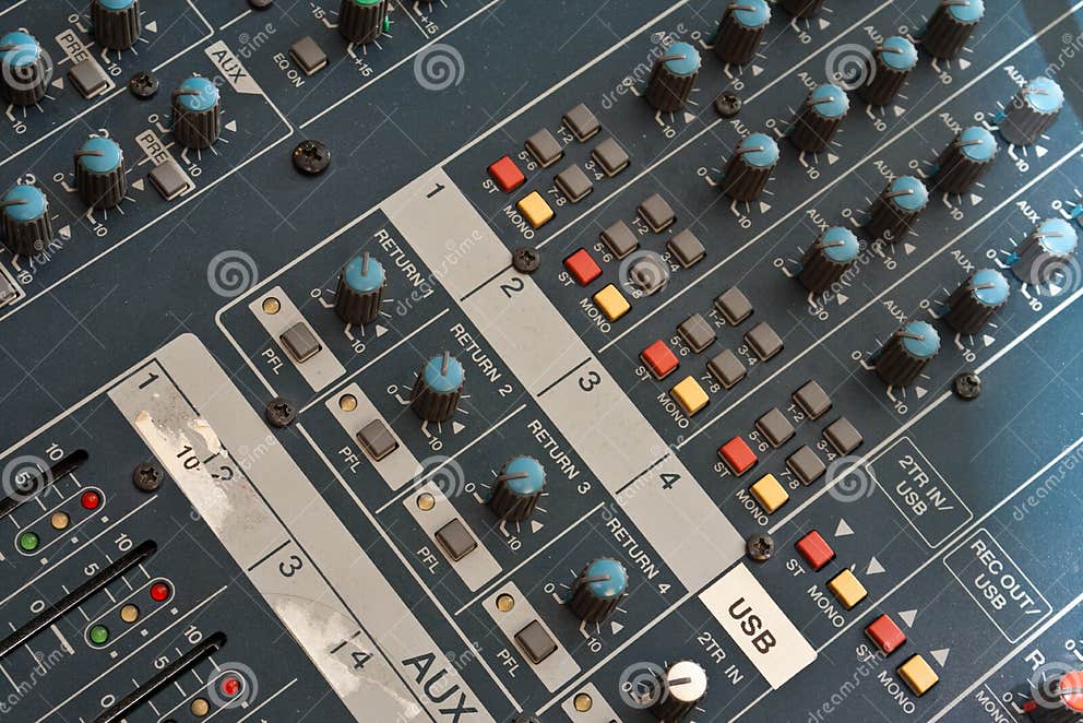 Audio mixer detail stock photo. Image of audio, input - 24583122