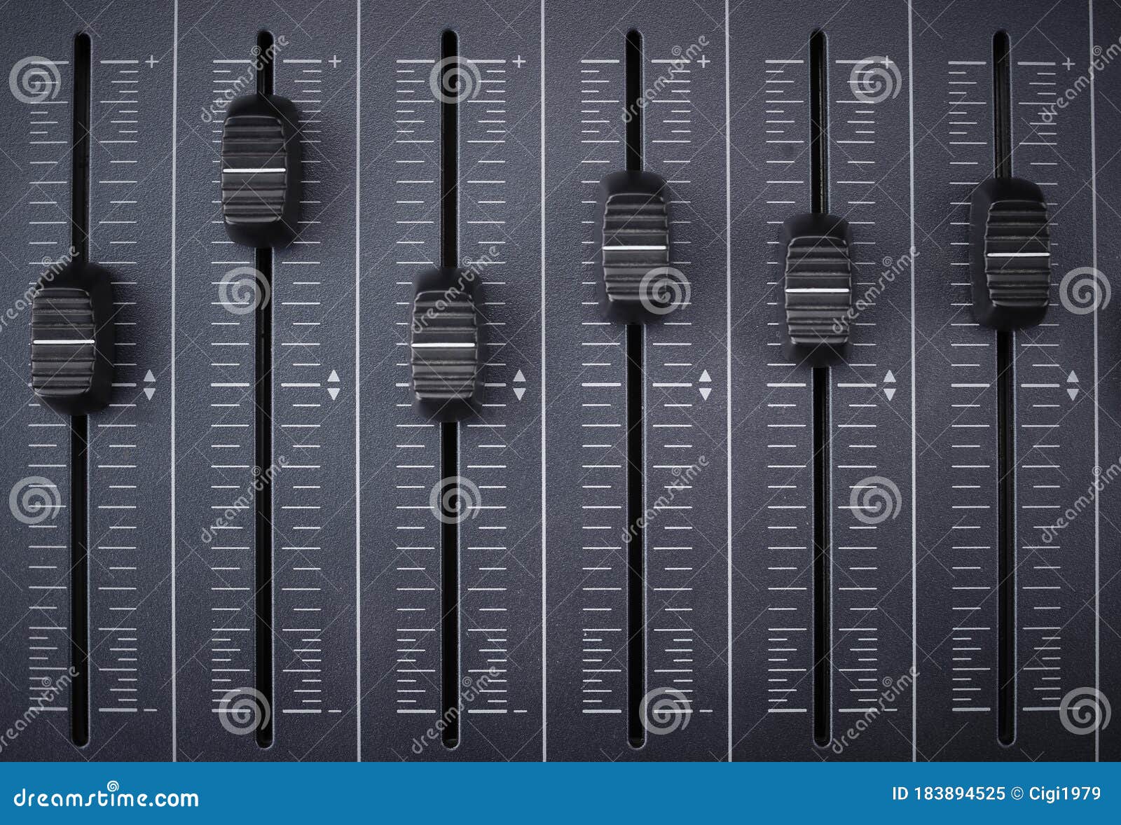 Audio Mixer with Foreground Faders Ready for Mixing and EQ Stock Image ...