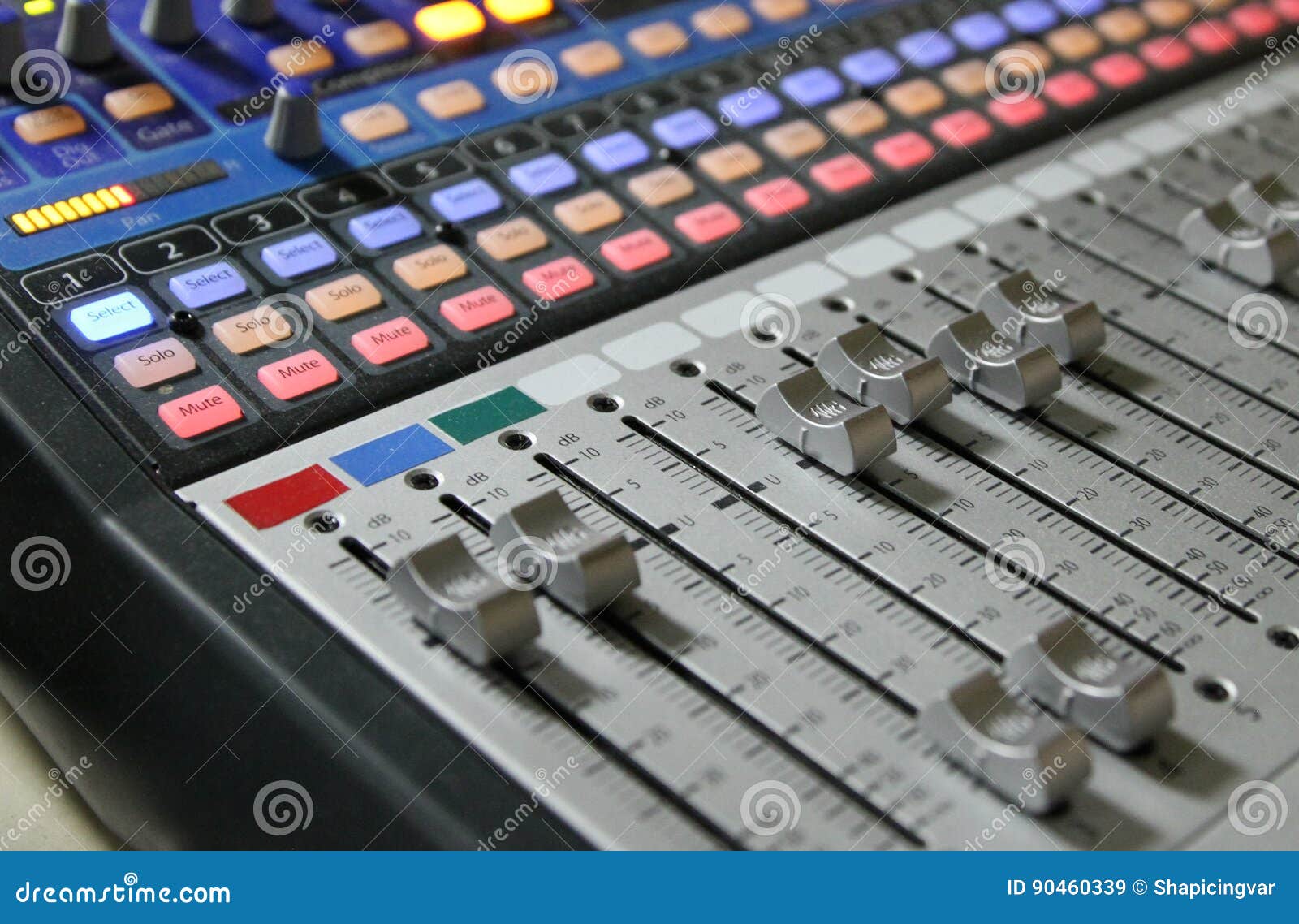 Audio Mixer Knobs during Live TV Telecast Stock Image - Image of level ...