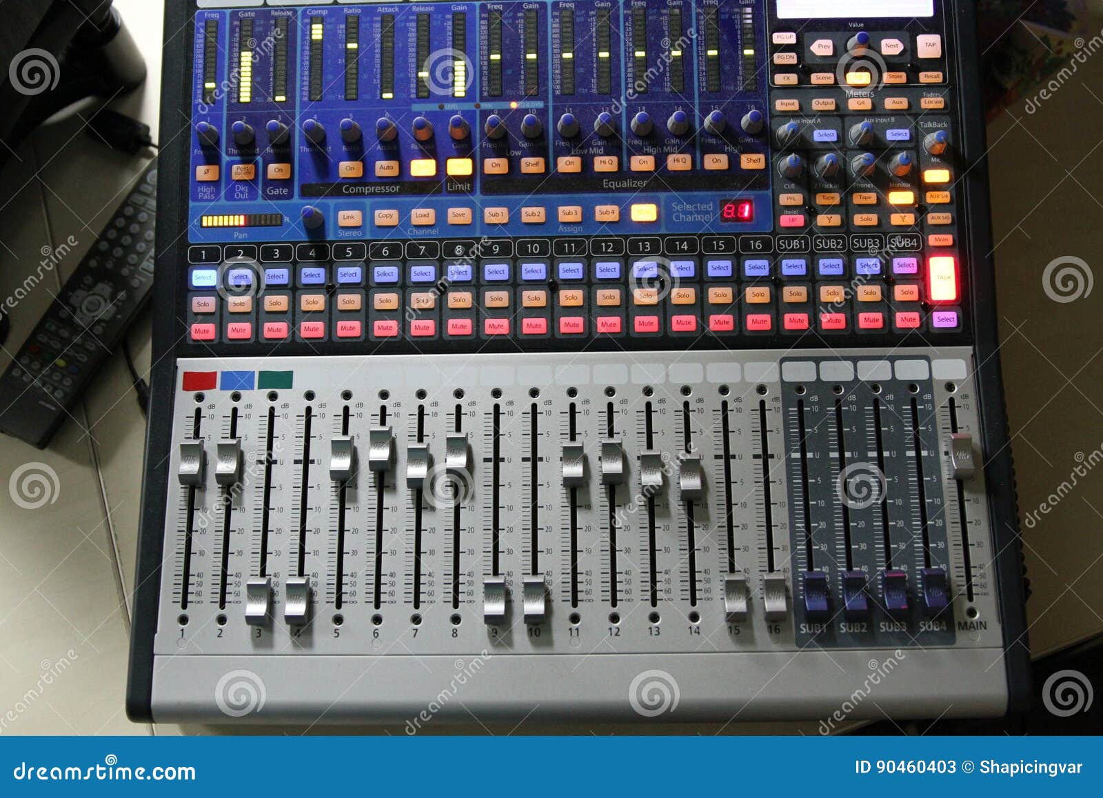 Audio Mixer Knobs during Live TV Telecast Stock Image - Image of mixing ...