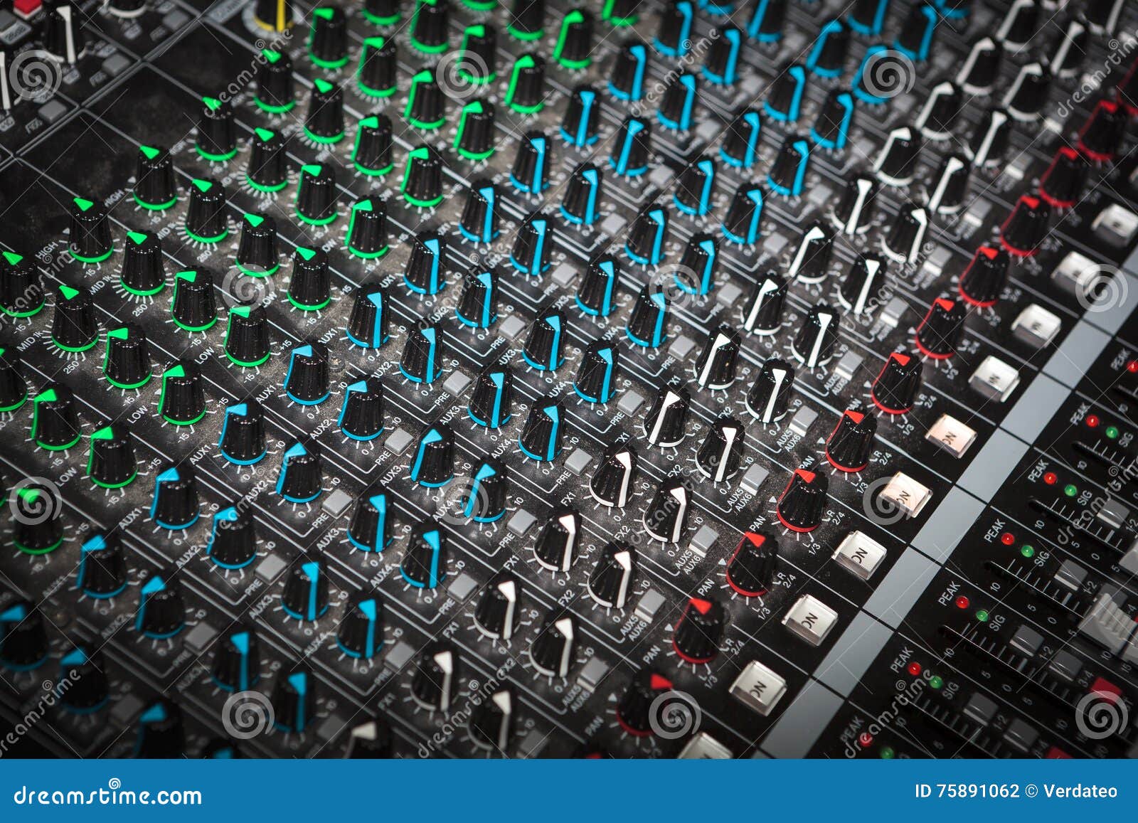 Audio Mixer Panel Buttons Background Stock Photo - Image of radio ...