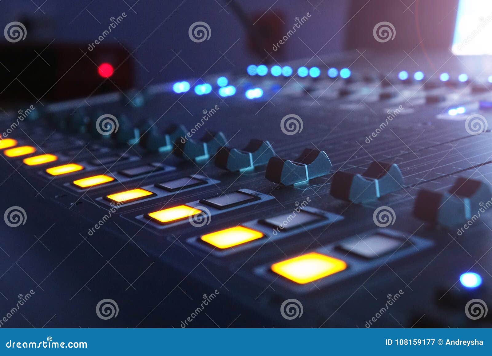 The Audio Mixer in the Studio, the Handles Move Up and Down, All Ready ...