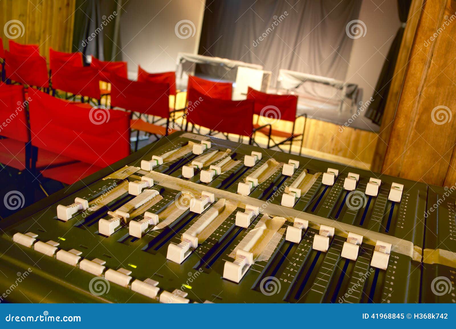 Audio Mixer Table Board in a Classroom Stock Image - Image of buttons ...