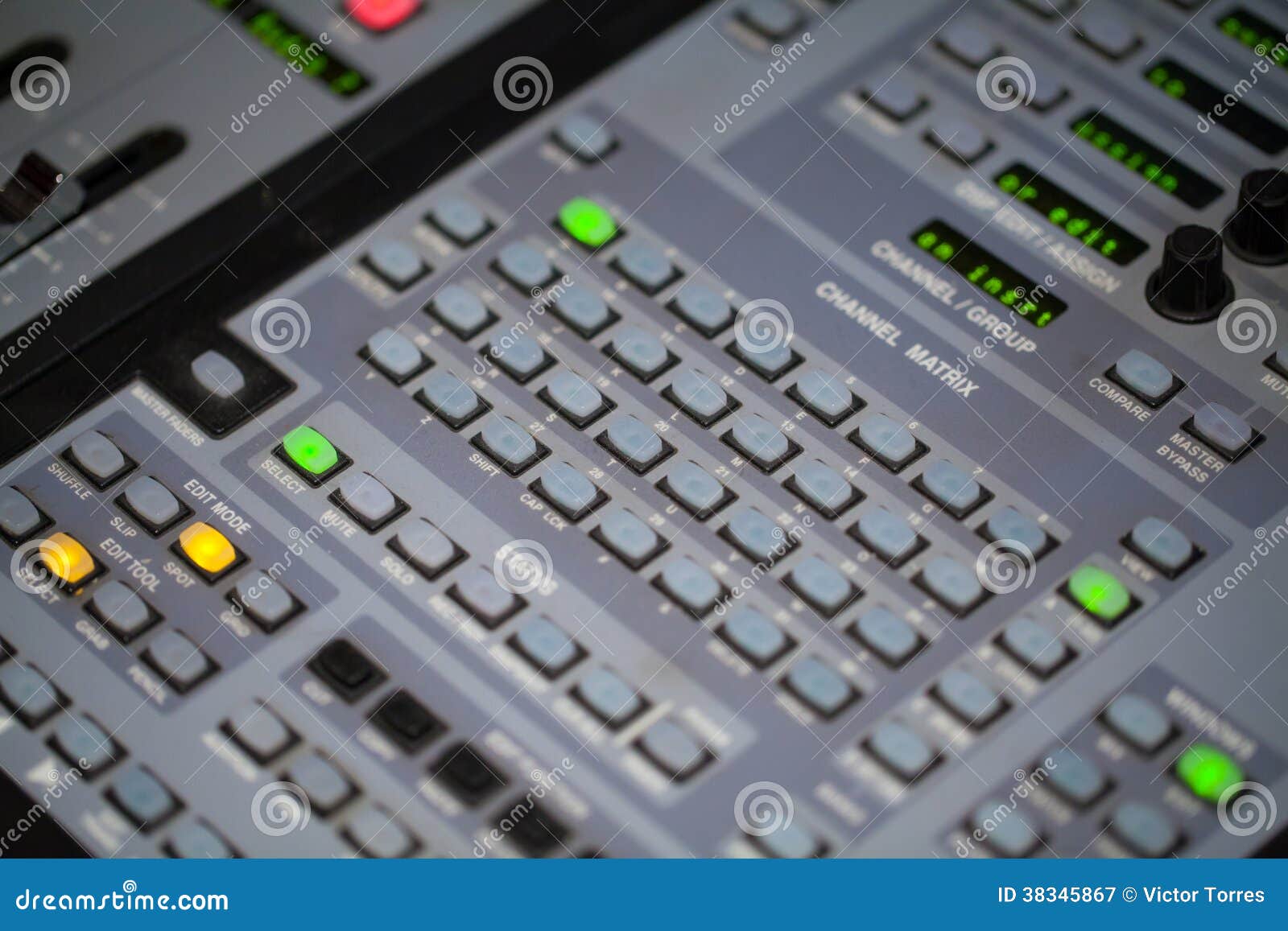 Audio Mixer Table Closeup stock image. Image of buttons - 38345867