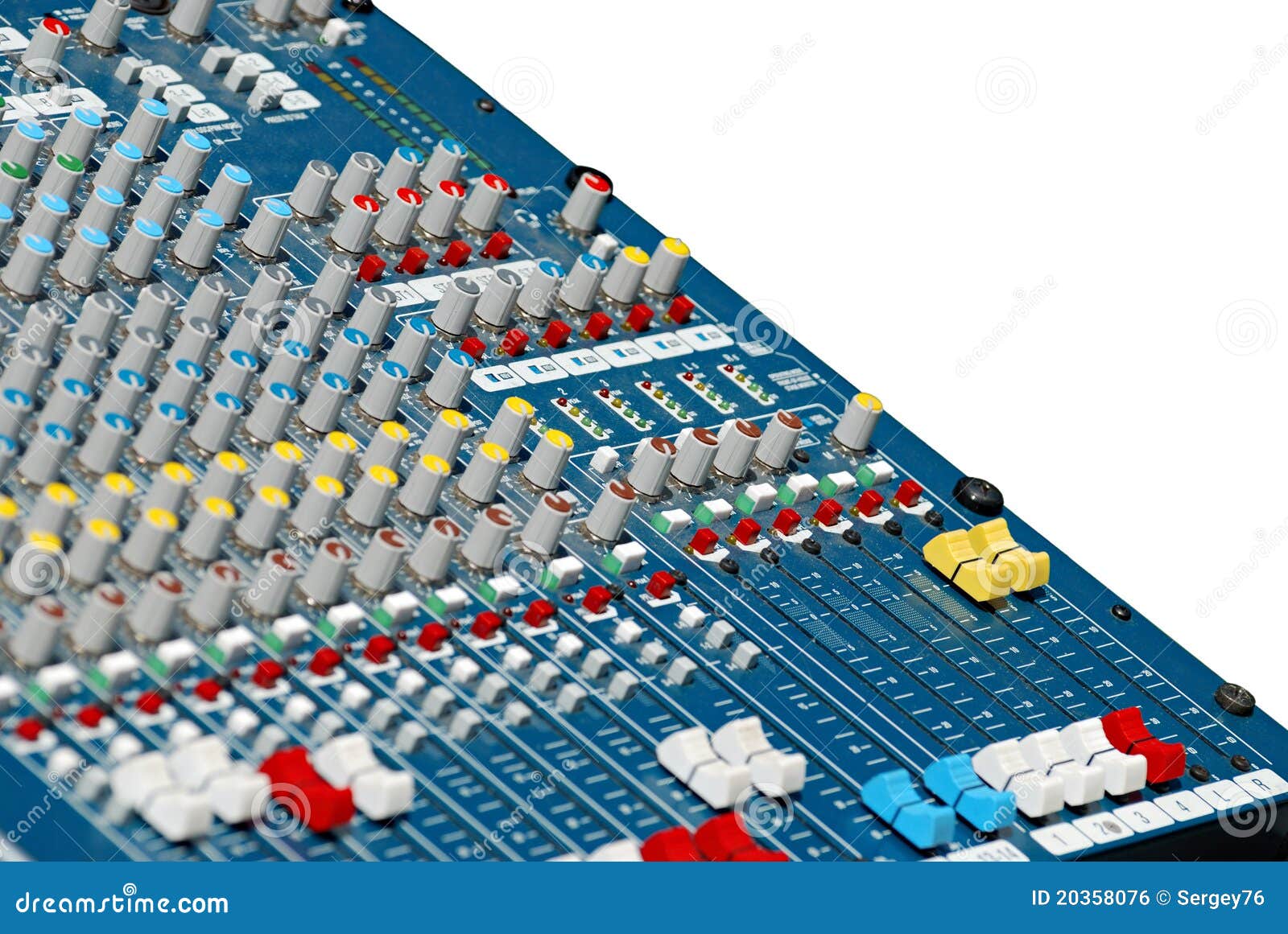 Audio mixing board sliders stock photo. Image of isolated - 20358076
