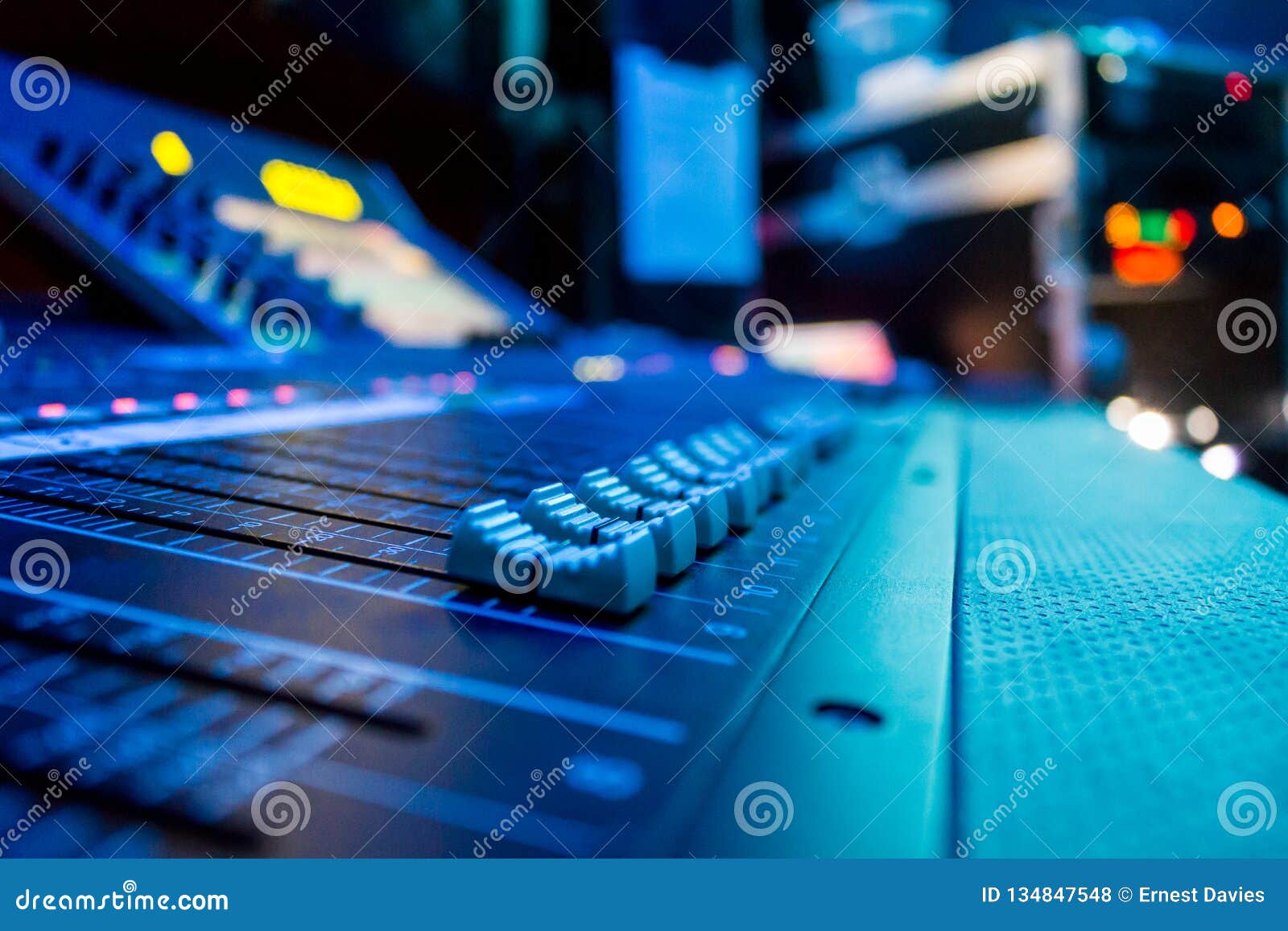 Wide Angle Digital Audio Mixing Console/ Desk Stock Photo - Image of ...