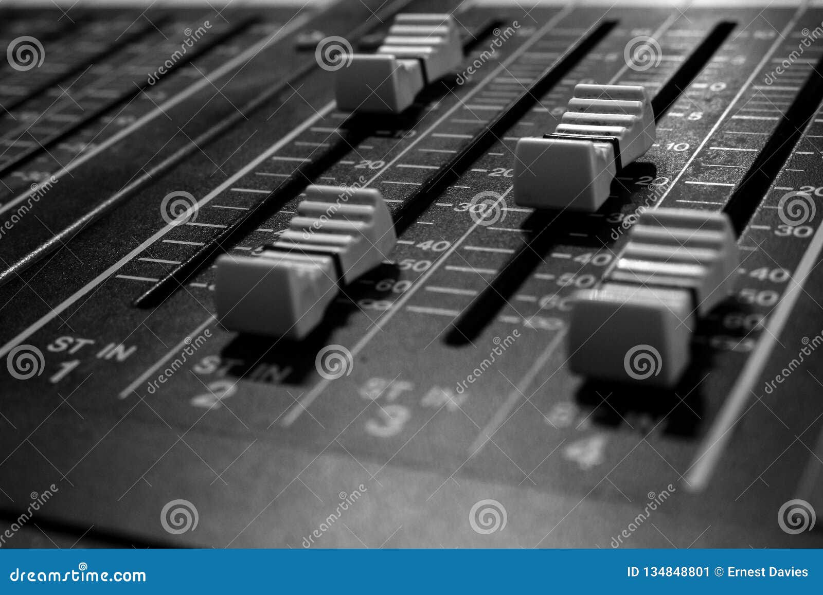 Stereo Professional Audio Mixing Console Faders Stock Image - Image of ...