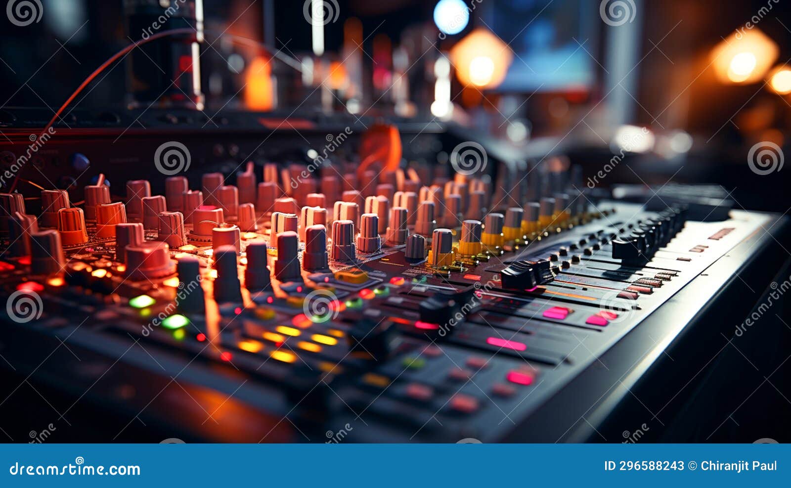 Audio Mixing Console in a Recording Room Closeup View Stock Image ...