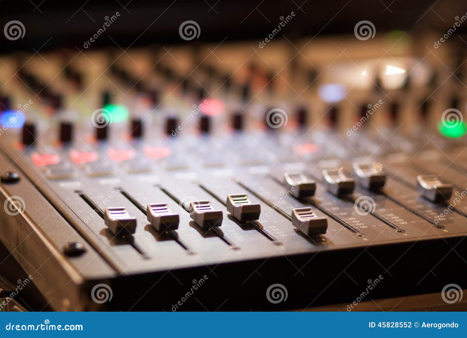 Audio Mixing Console in Studio Stock Photo - Image of stereo, button ...