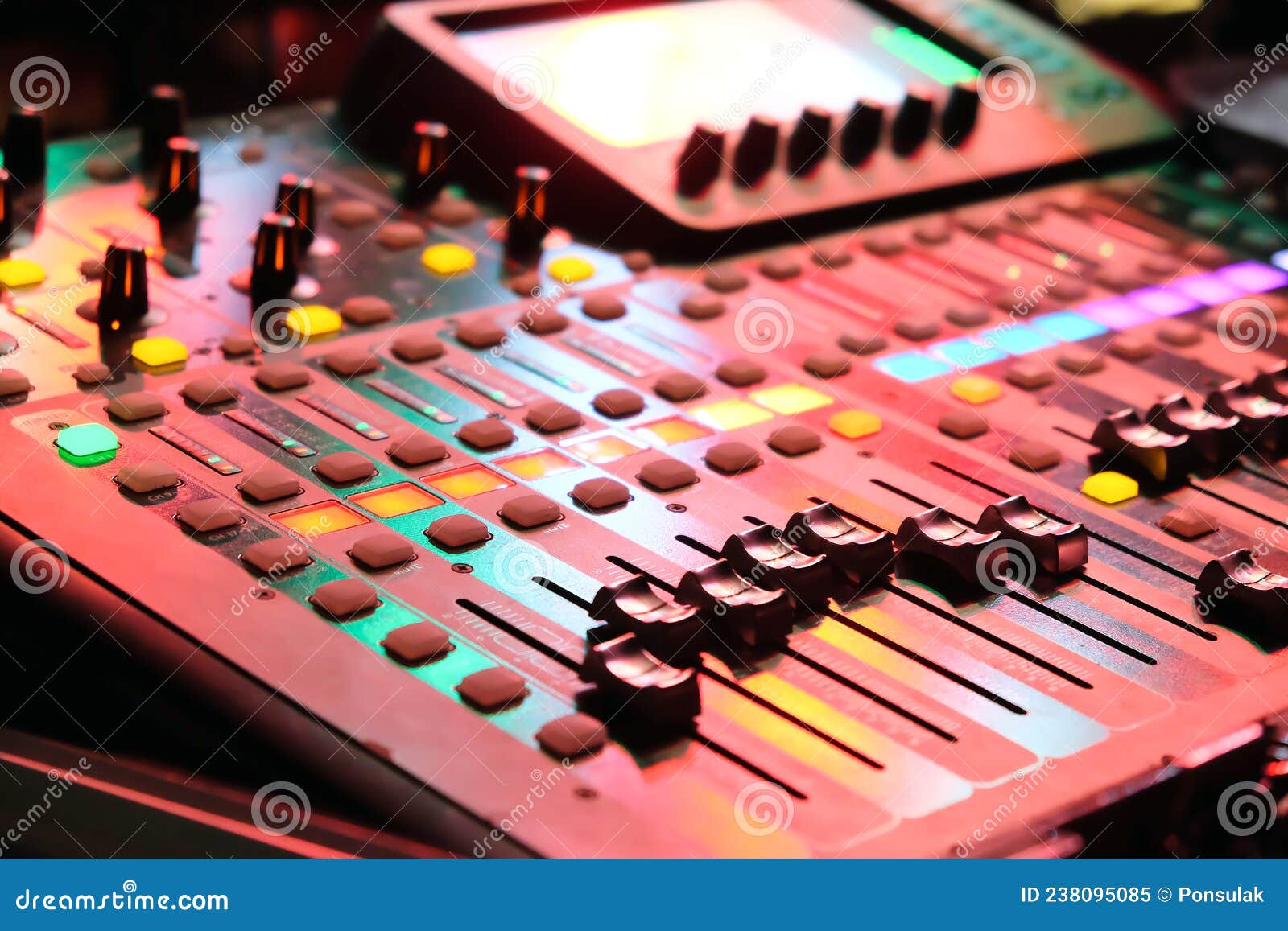Audio mixing control panel stock image. Image of colors - 238095085